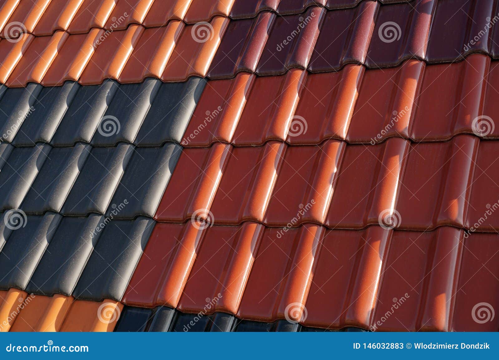 Roof Covered with Tiles in Different Colors. Roofing Stock Image ...