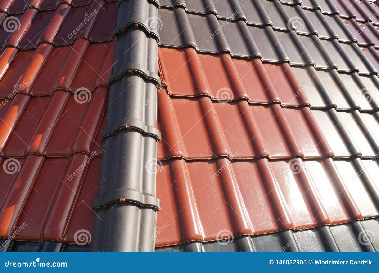 Roof Covered with Tiles in Different Colors. Roofing Stock Photo ...