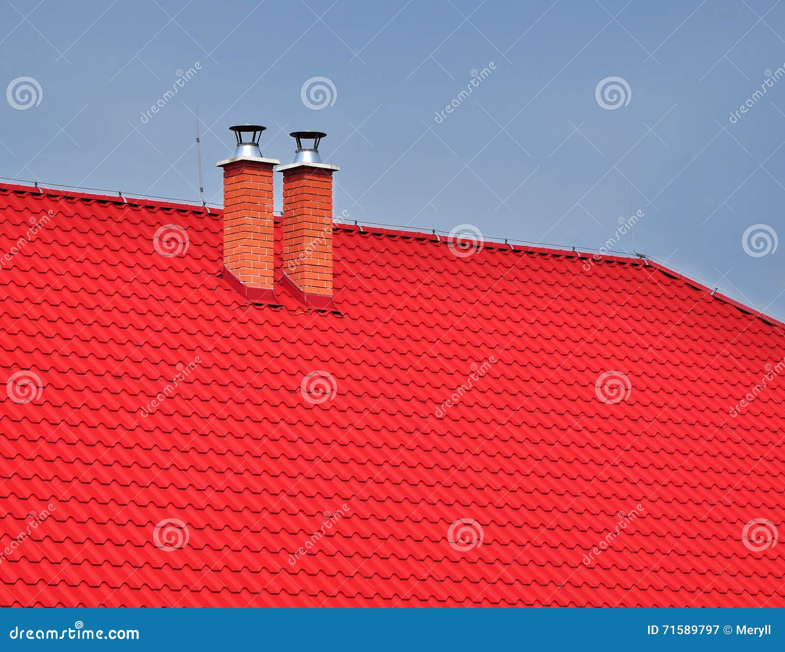 Roof covering chimney stock image. Image of lightning - 71589797