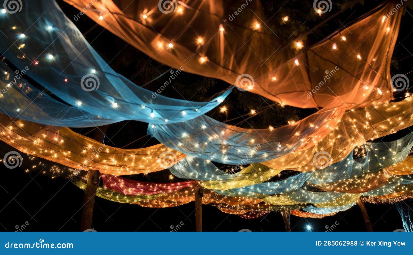 Roof Decorated with Strings of Lights Stock Illustration - Illustration ...