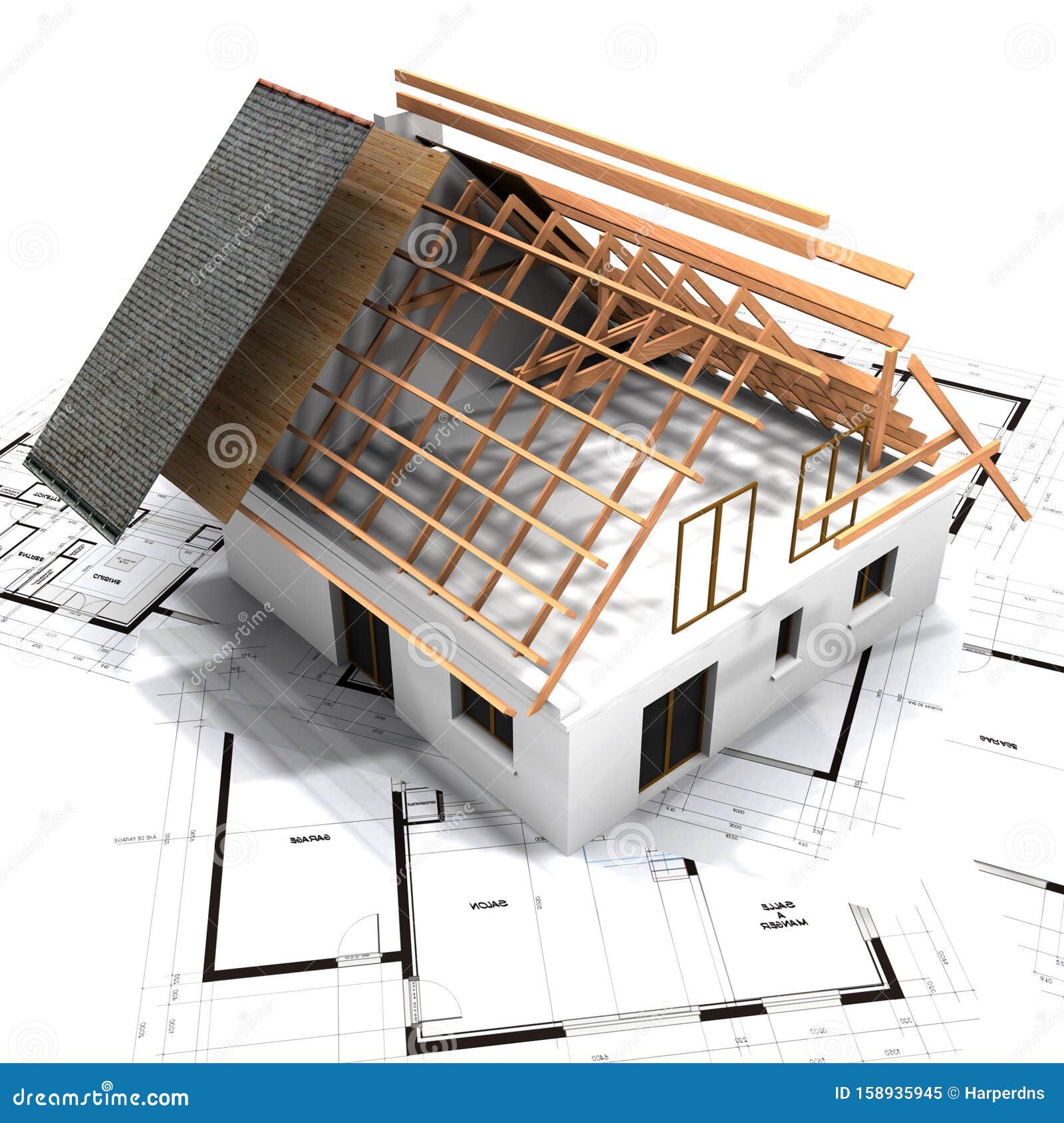 Roof Designing Roof Visualization Construction Stock Illustration ...
