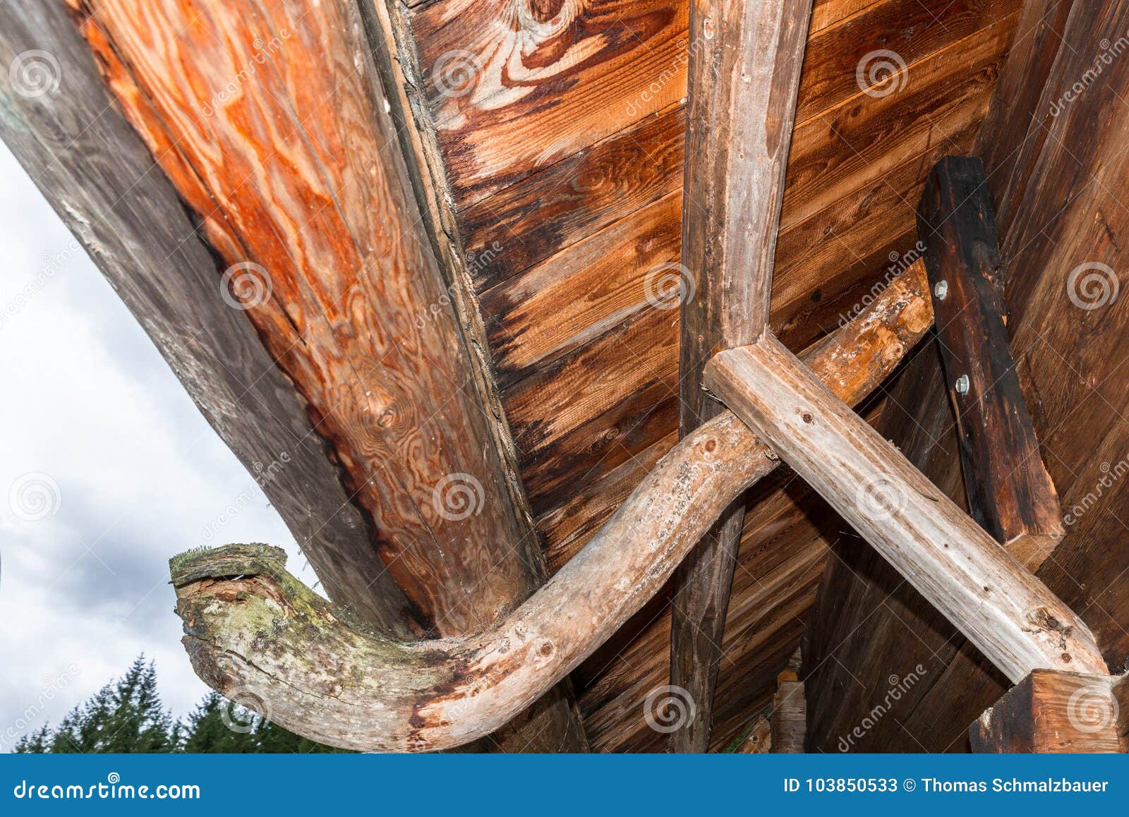 Roof and Drip Rail on an Alpine Cabin, Austria Stock Image - Image of ...