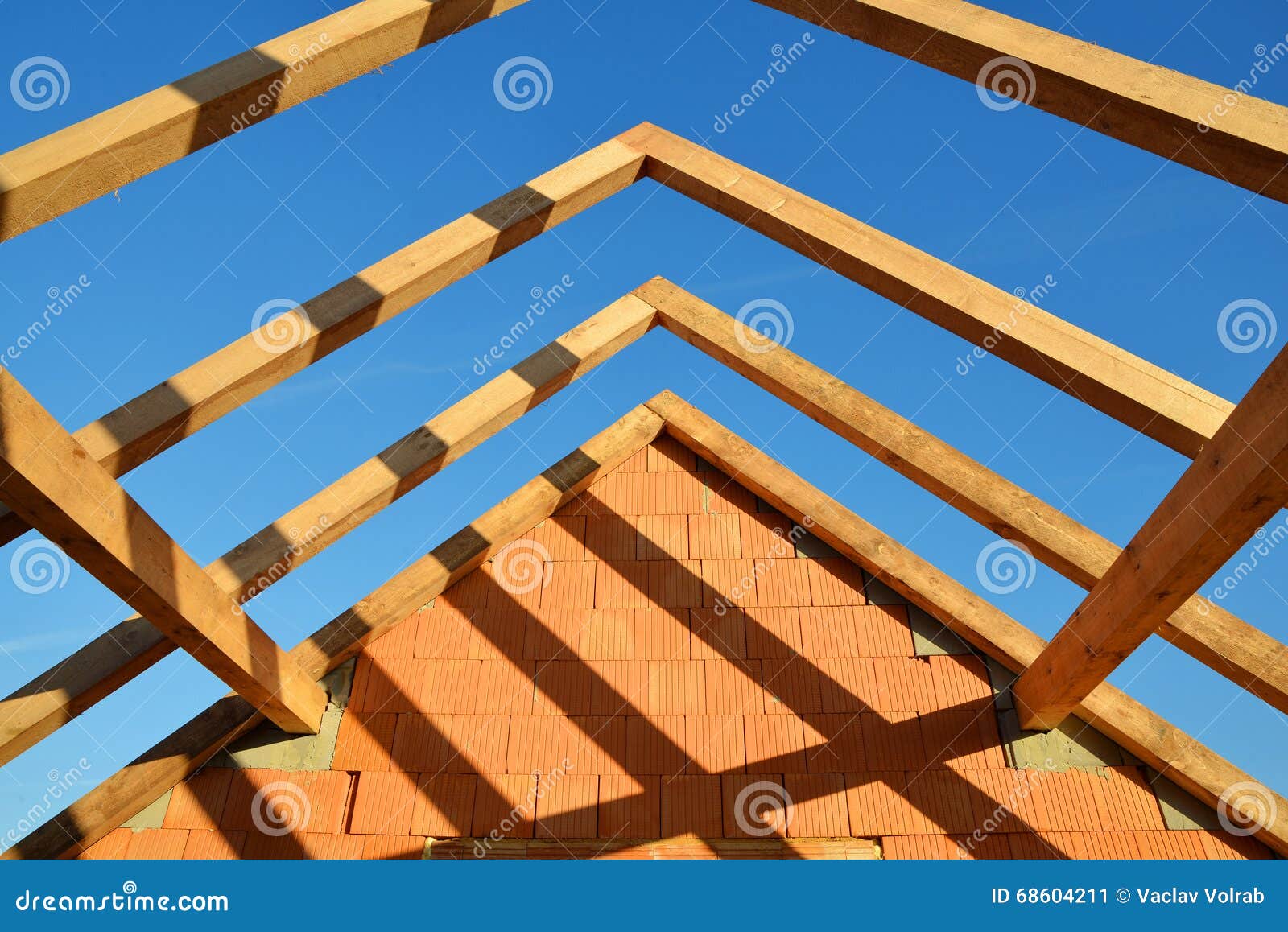 Roof frame rafters. stock image. Image of truss, treated - 68604211