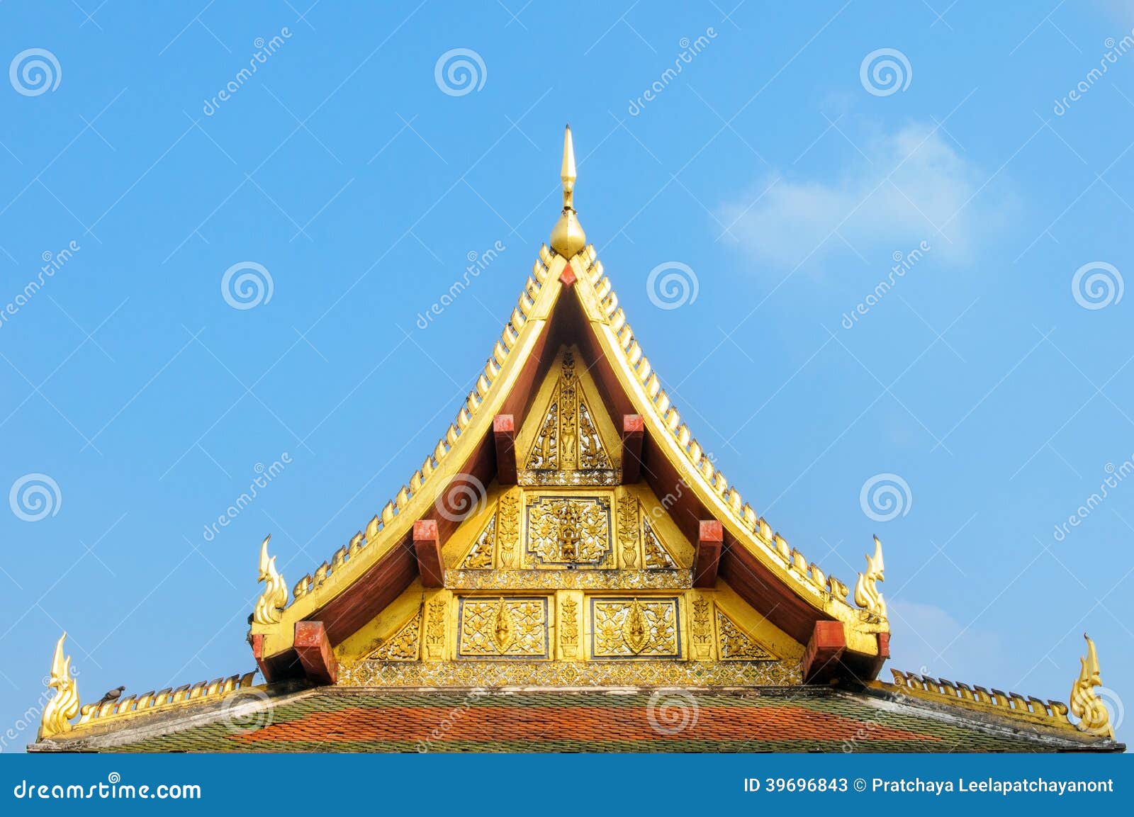 Gable End Of Temple Roof, The Saluting Angle Out Of Mouth Of Naga, Wat ...