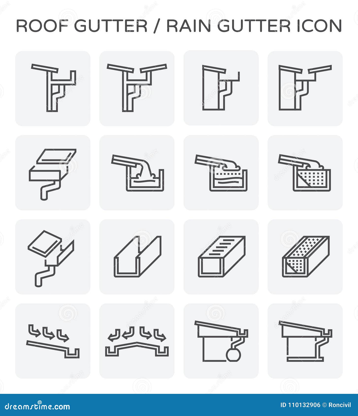 Roof gutter icon stock vector. Illustration of black - 110132906