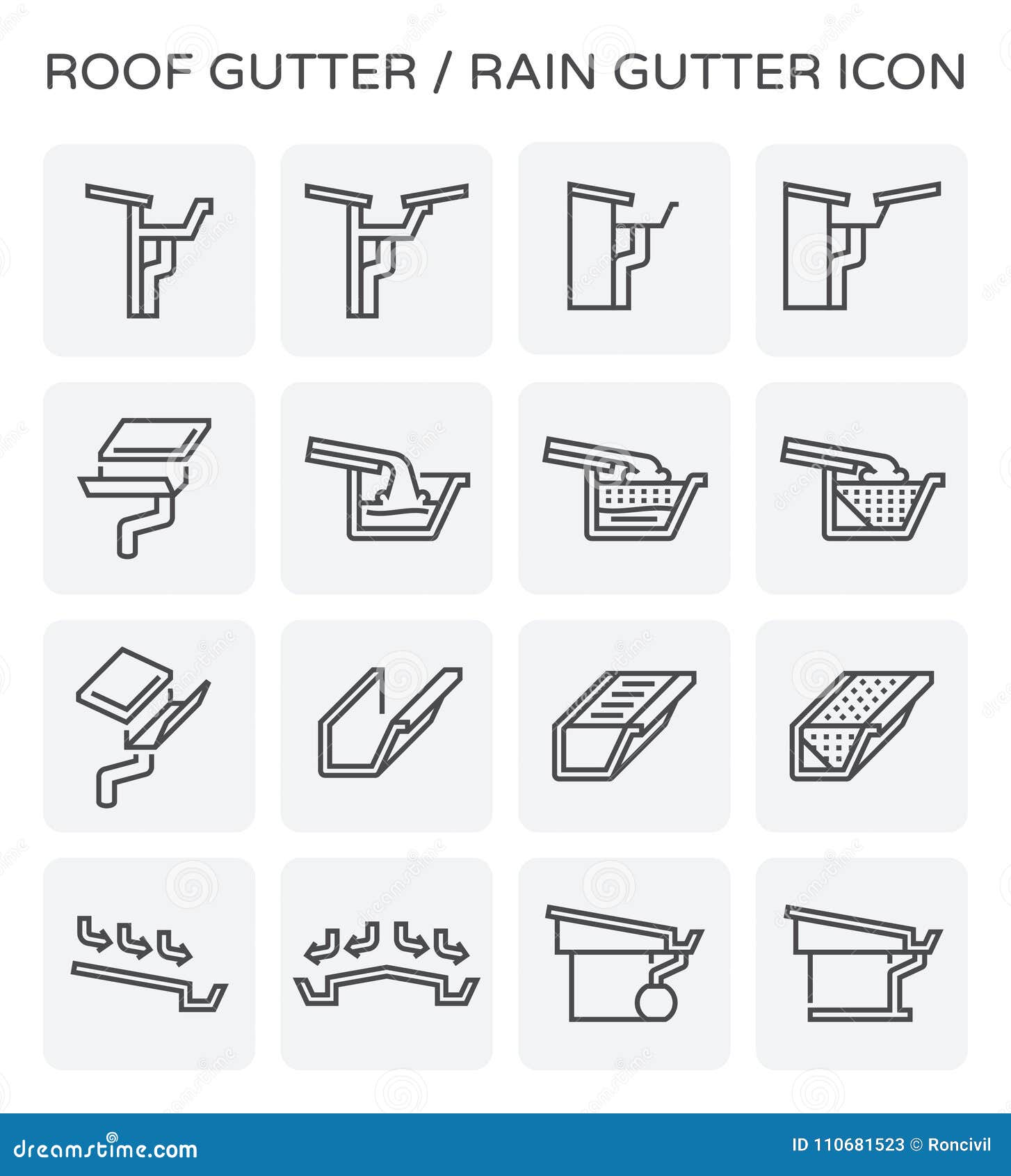 Roof gutter icon stock vector. Illustration of metal - 110681523