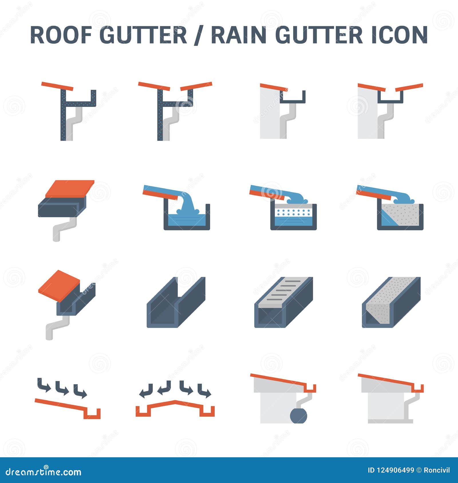 Roof Gutter Icon stock vector. Illustration of house - 124906499