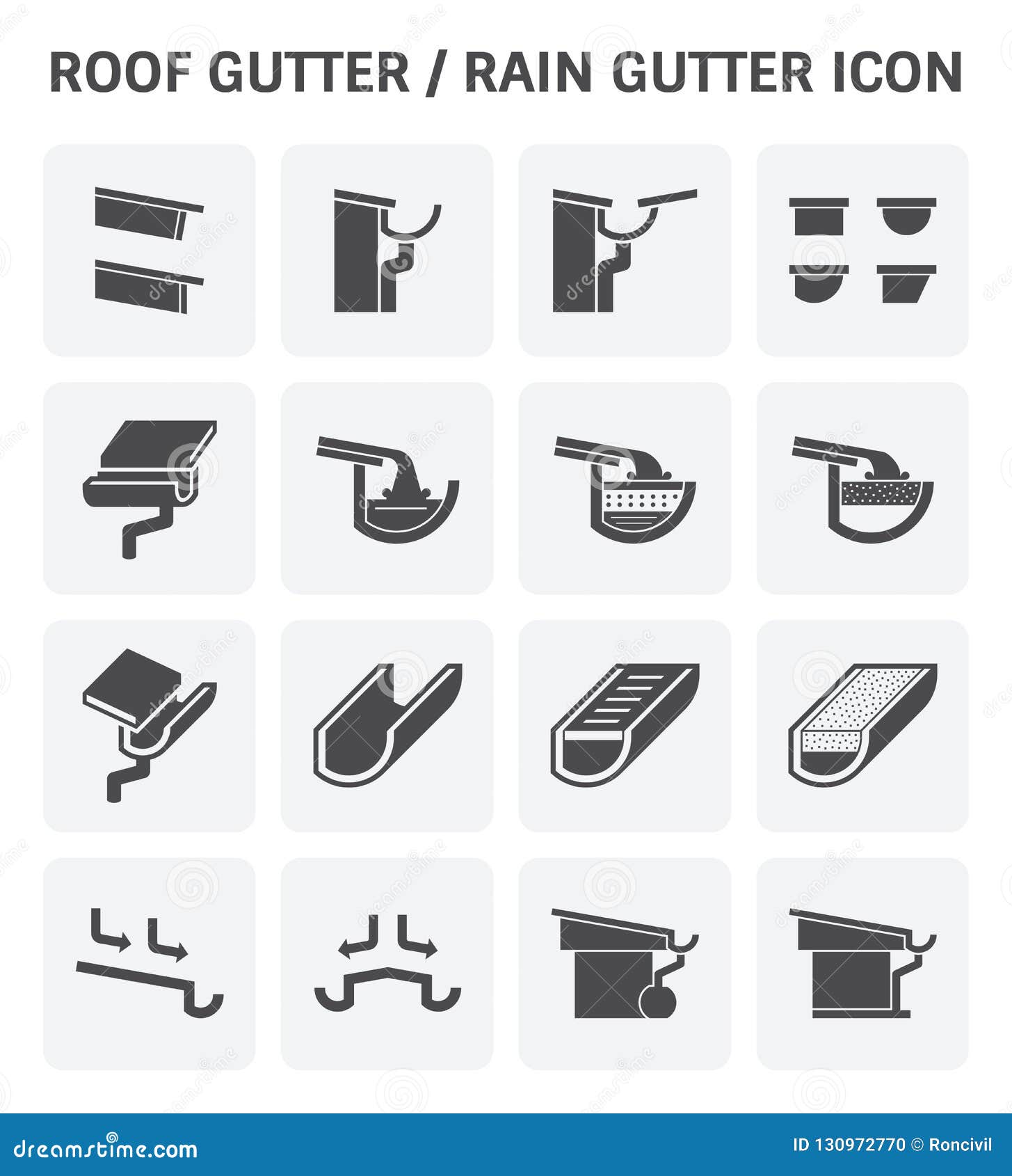 Roof Gutter Icon stock vector. Illustration of line - 130972770