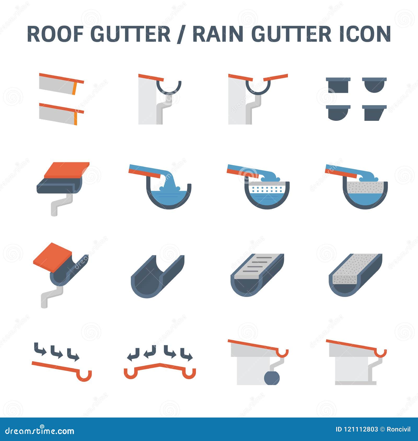 Roof Gutter Icon stock vector. Illustration of piping - 121112803