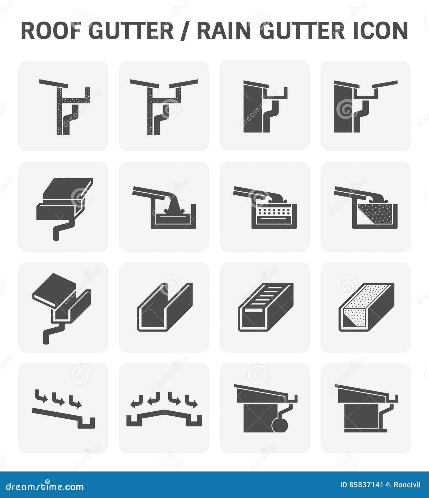 Roof Gutter Icon stock vector. Illustration of exterior - 85837141