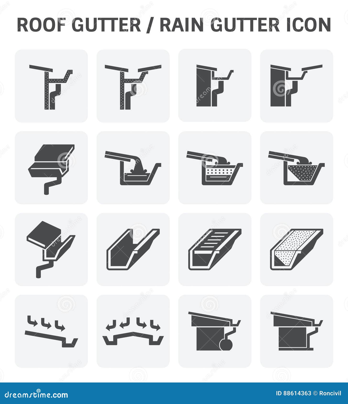Roof Gutter Icon stock vector. Illustration of home, detail - 88614363