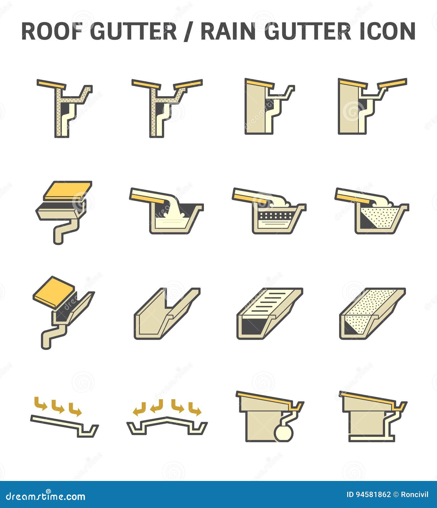 Roof Gutter Icon stock vector. Illustration of home, plastic - 94581862