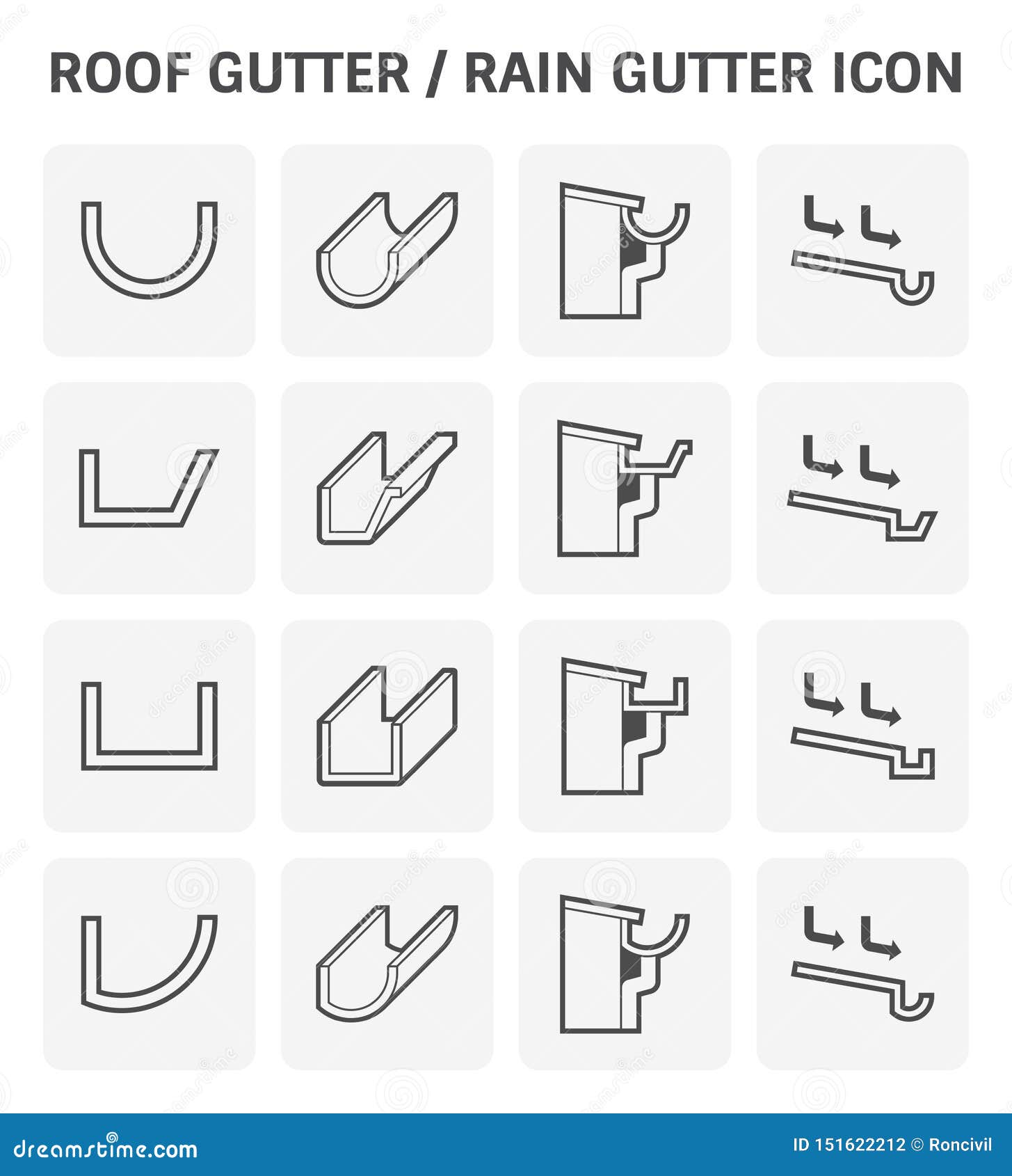 Roof gutter icon stock vector. Illustration of building - 151622212