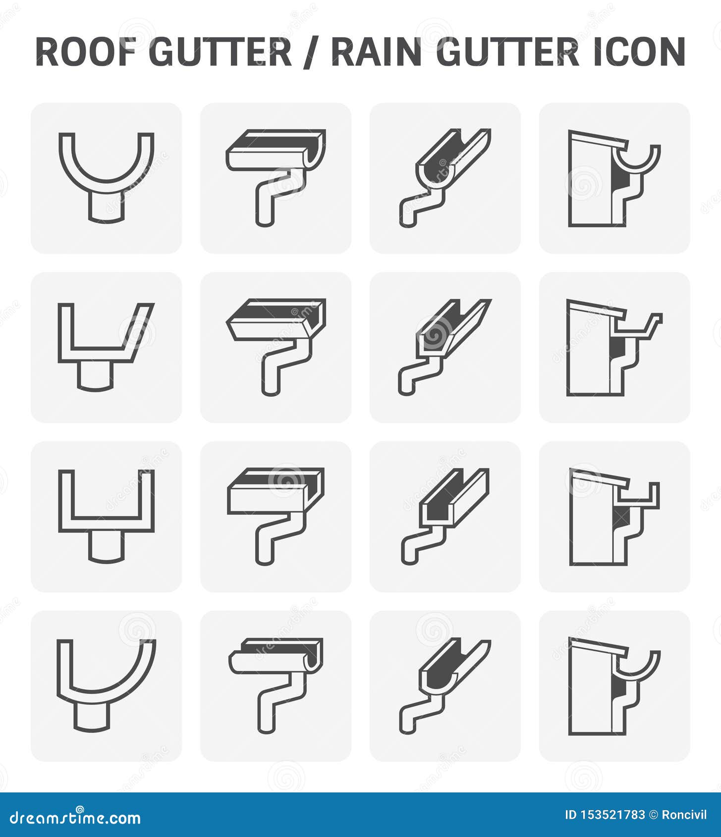 Roof gutter icon stock vector. Illustration of piping - 153521783