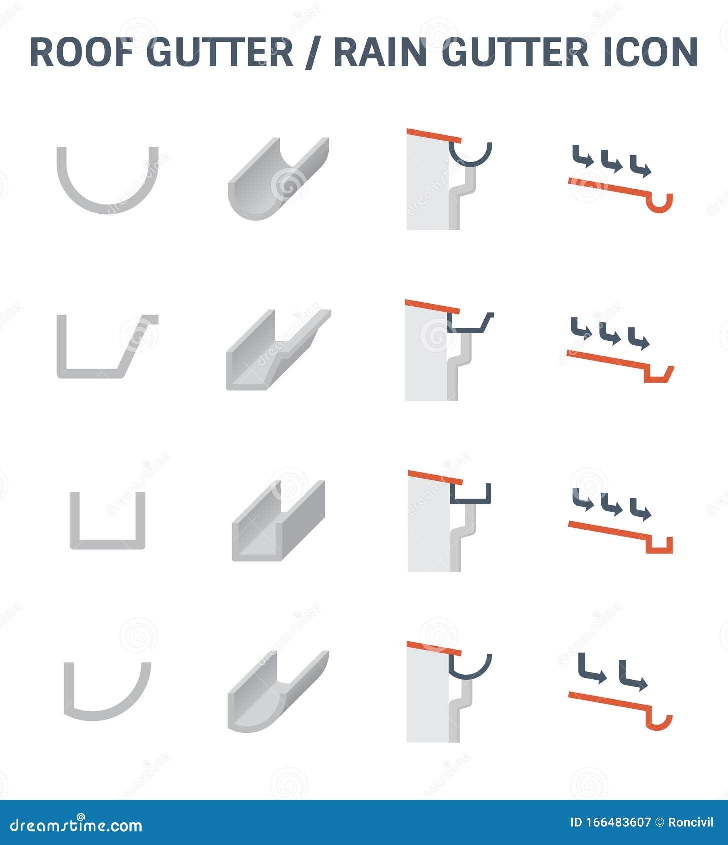 Roof gutter icon stock vector. Illustration of drainage - 166483607