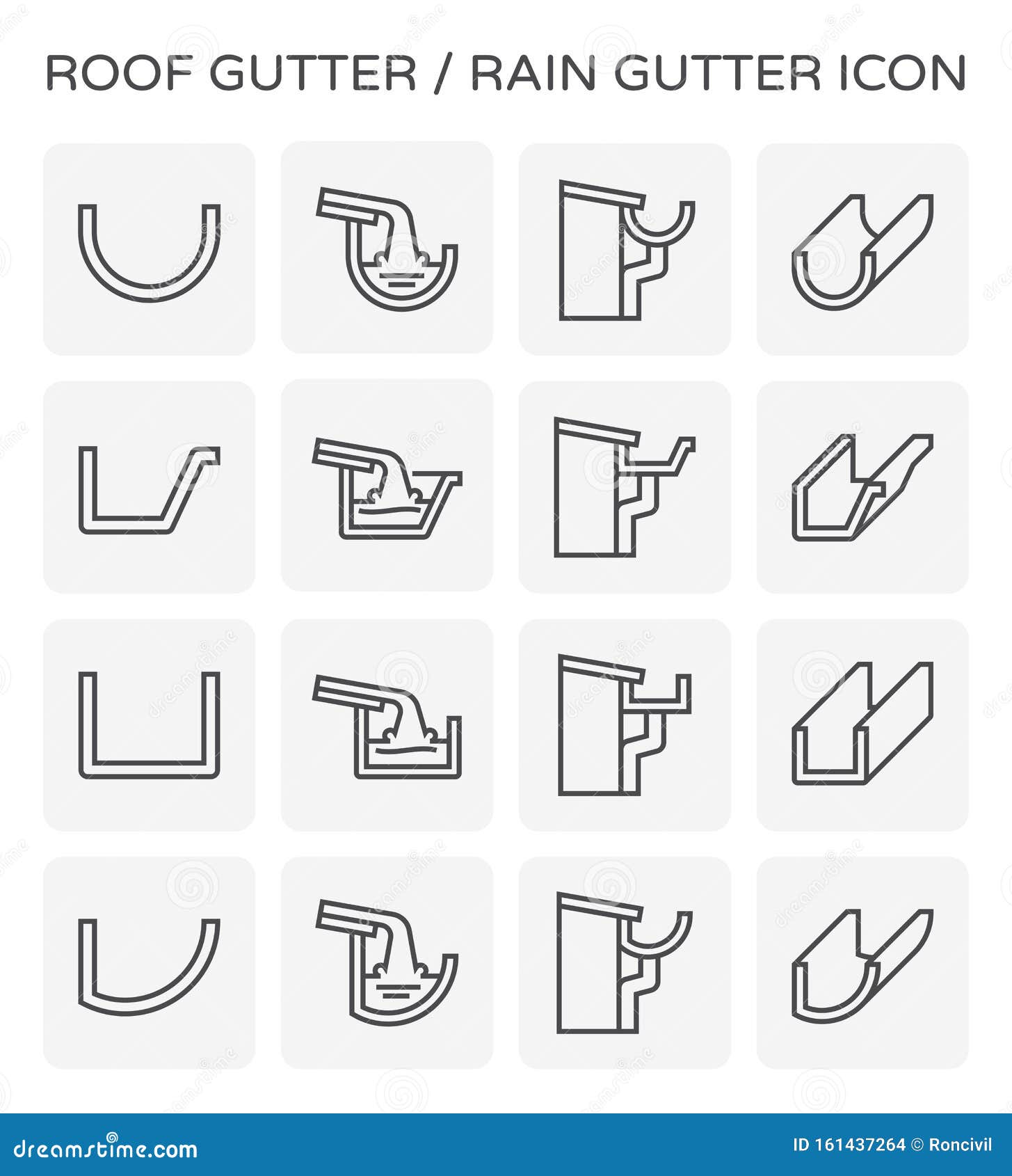 Roof gutter icon stock vector. Illustration of downspout - 161437264