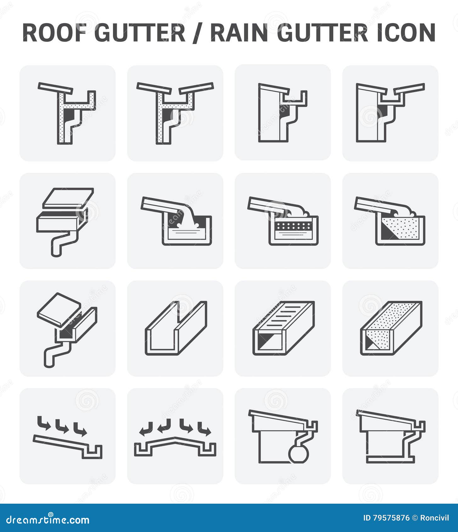 Roof gutter icon stock vector. Illustration of gutter - 79575876