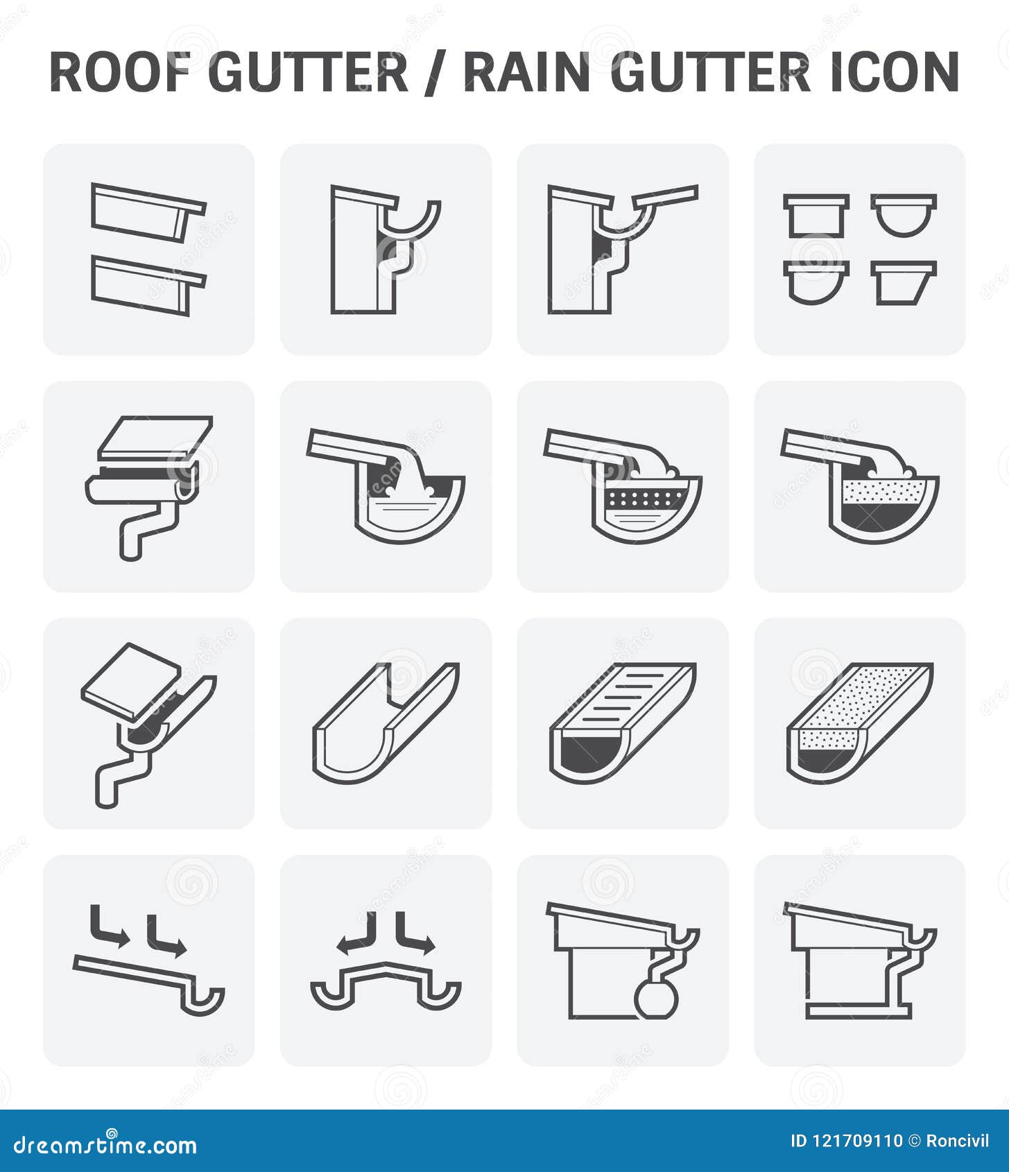 Roof gutter icon stock vector. Illustration of exterior - 121709110
