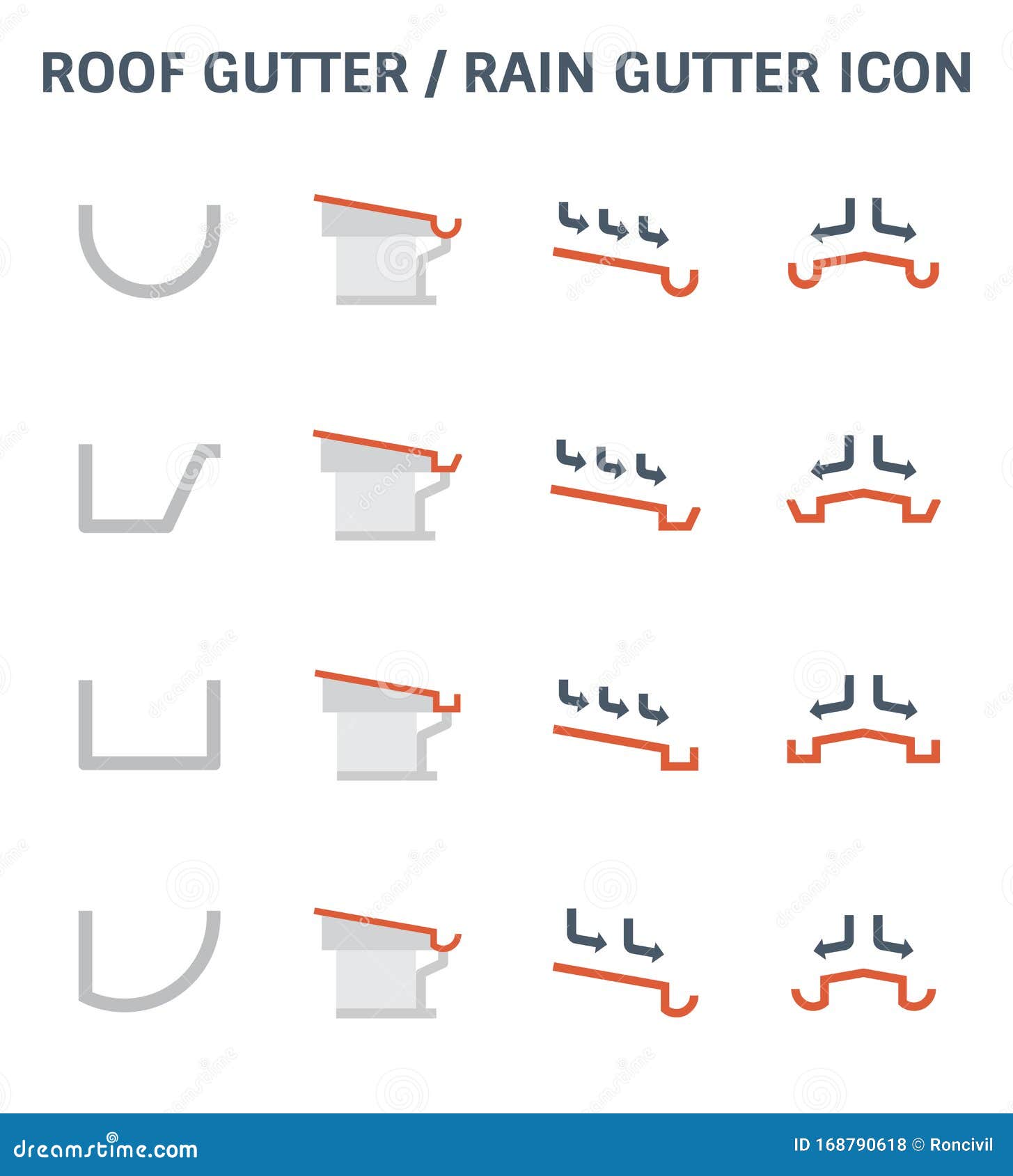 Roof gutter icon stock vector. Illustration of drainpipe - 168790618
