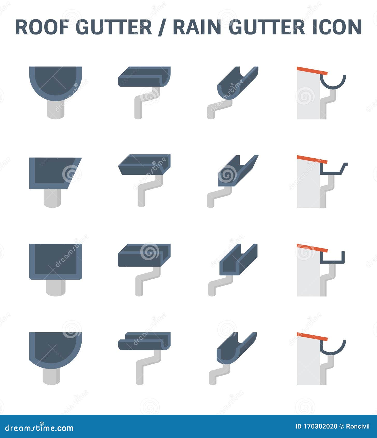 Roof gutter icon stock vector. Illustration of piping - 170302020