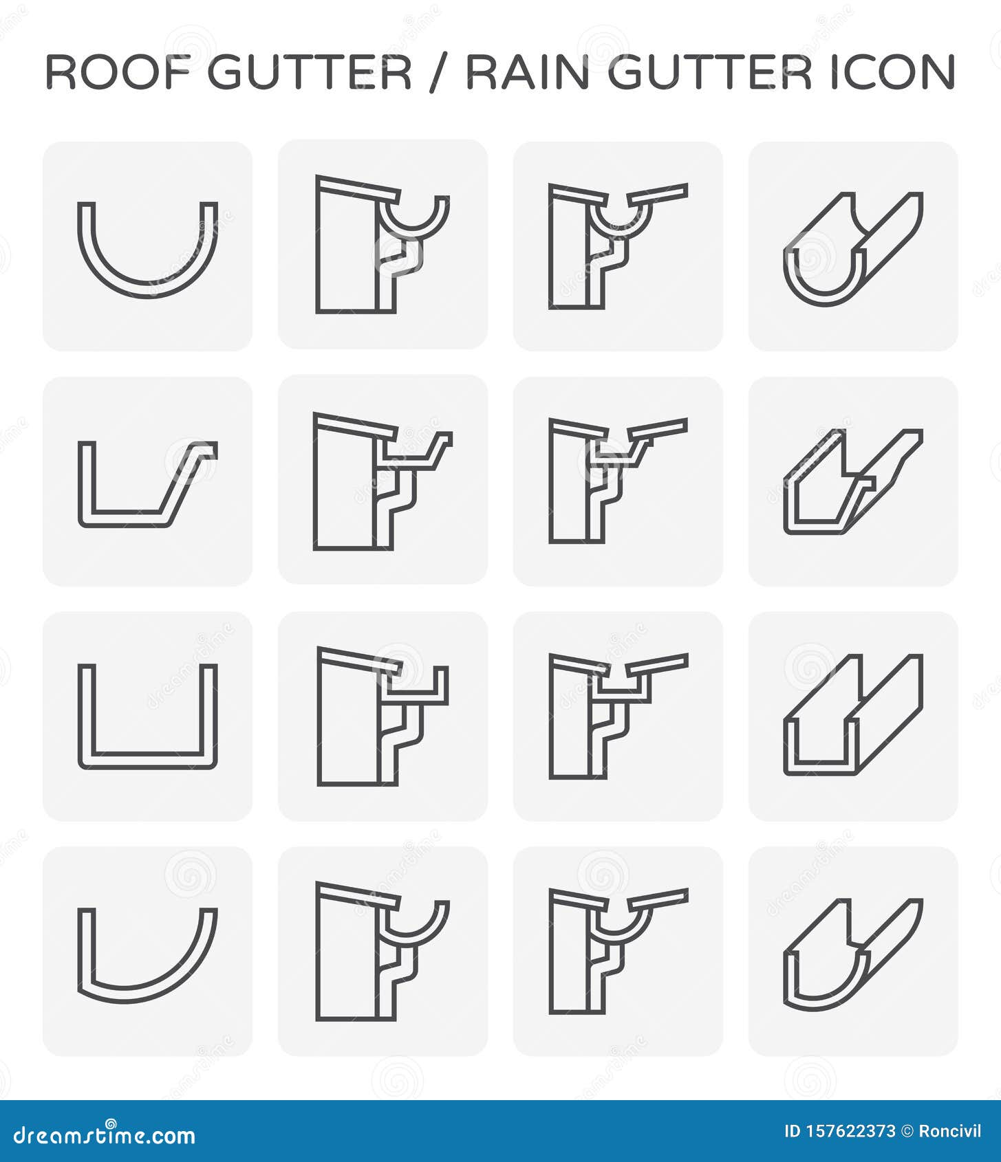Roof gutter icon stock vector. Illustration of home - 157622373