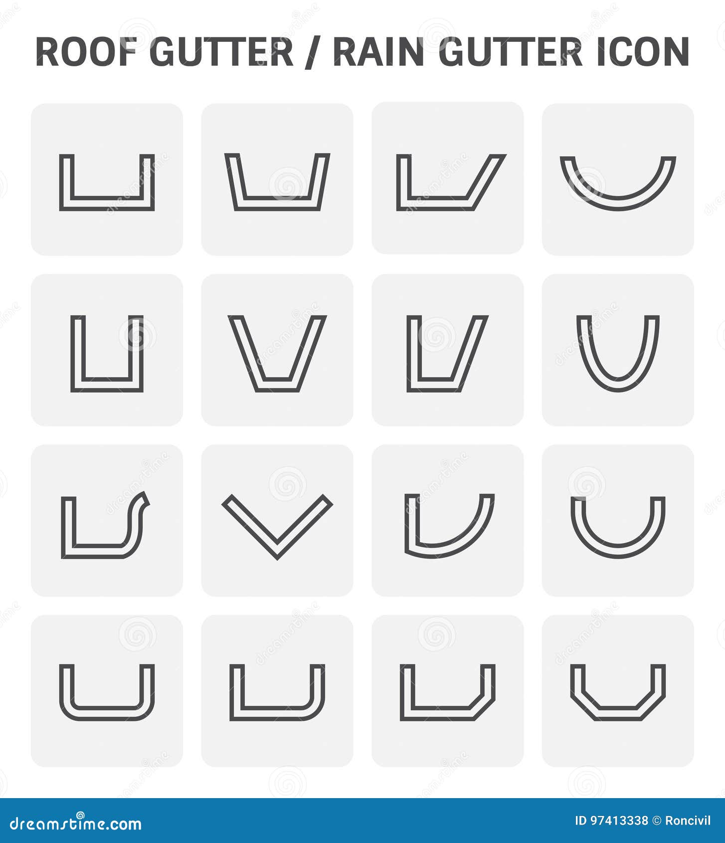 Roof gutter icon stock vector. Illustration of pipe, black - 97413338