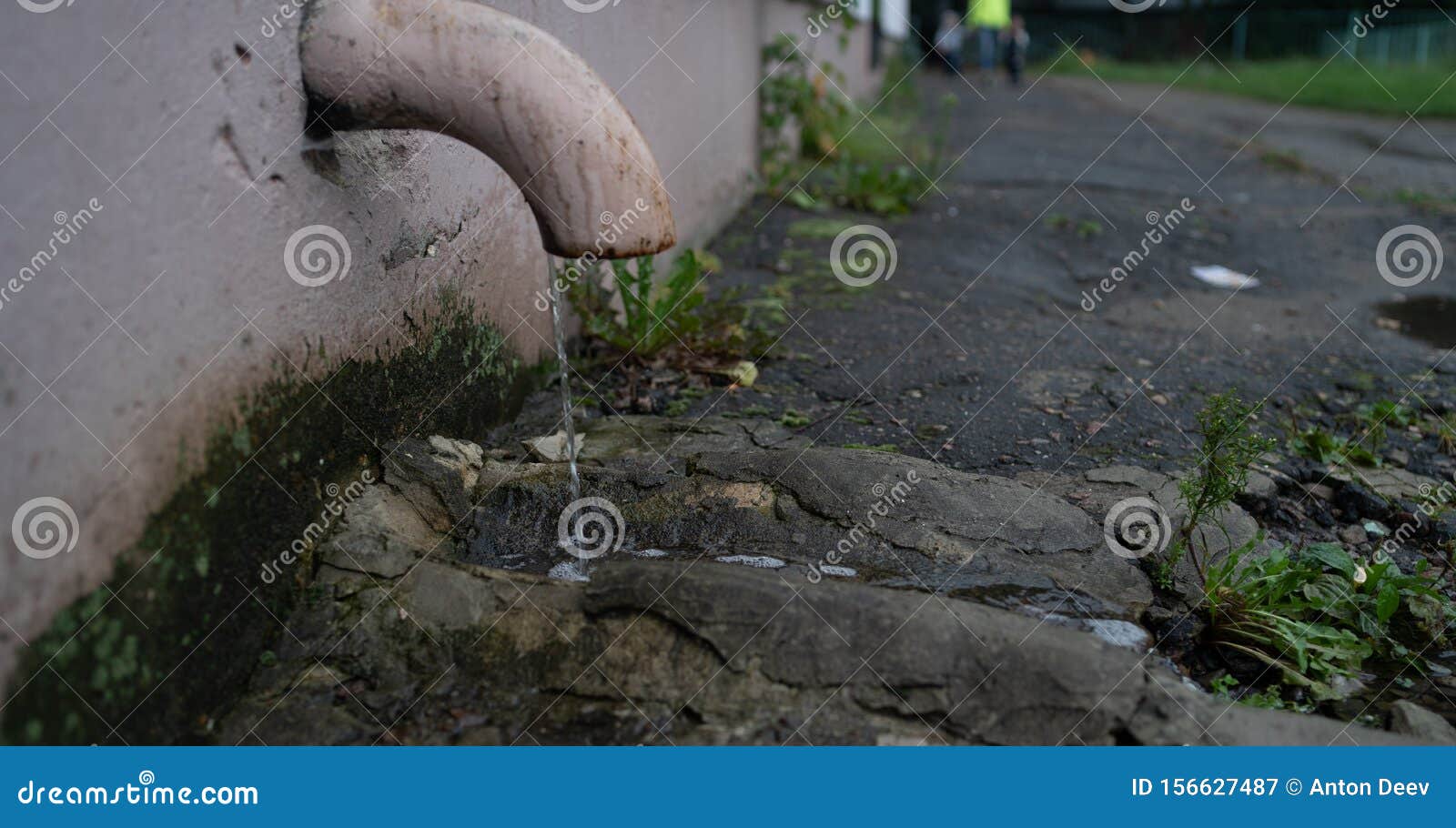 Roof Gutter Pipe Line after Rain with Water Drainage. Drainpipe Stock ...