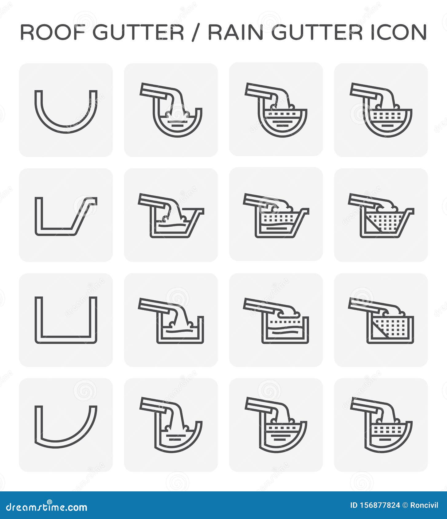 Roof gutter icon stock vector. Illustration of house - 156877824