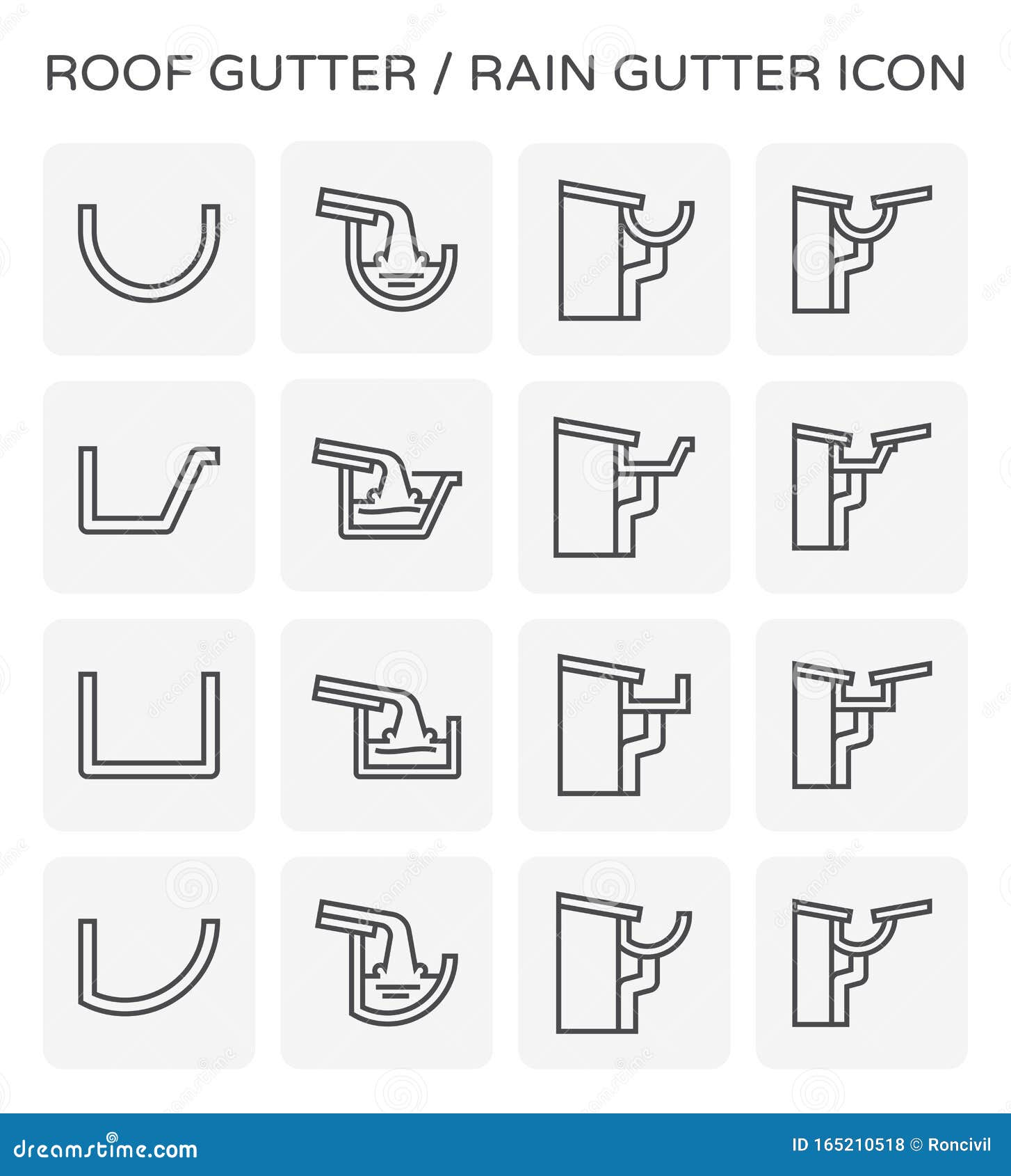 Roof gutter icon stock vector. Illustration of piping - 165210518