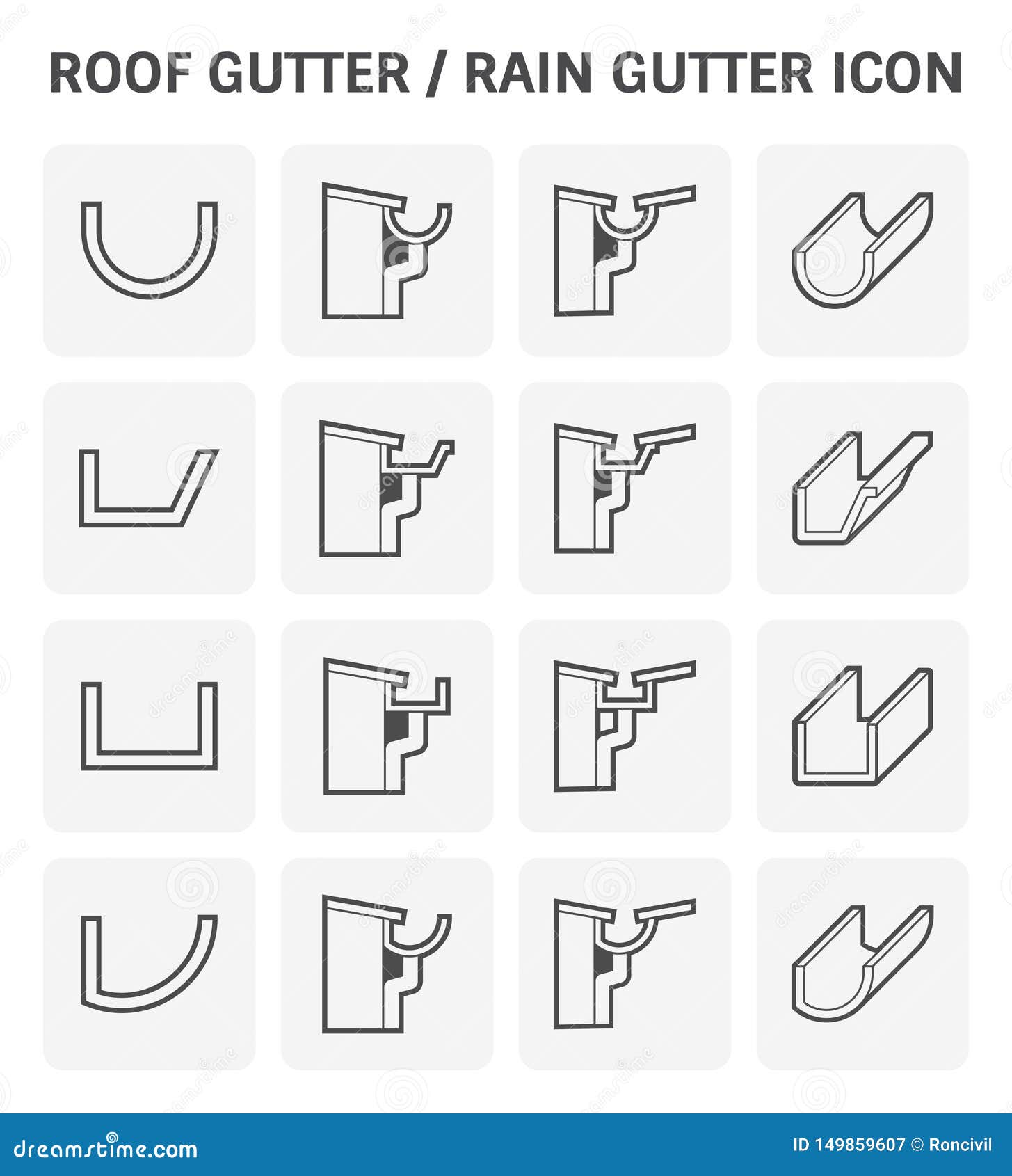 Roof gutter icon stock vector. Illustration of gutters - 149859607