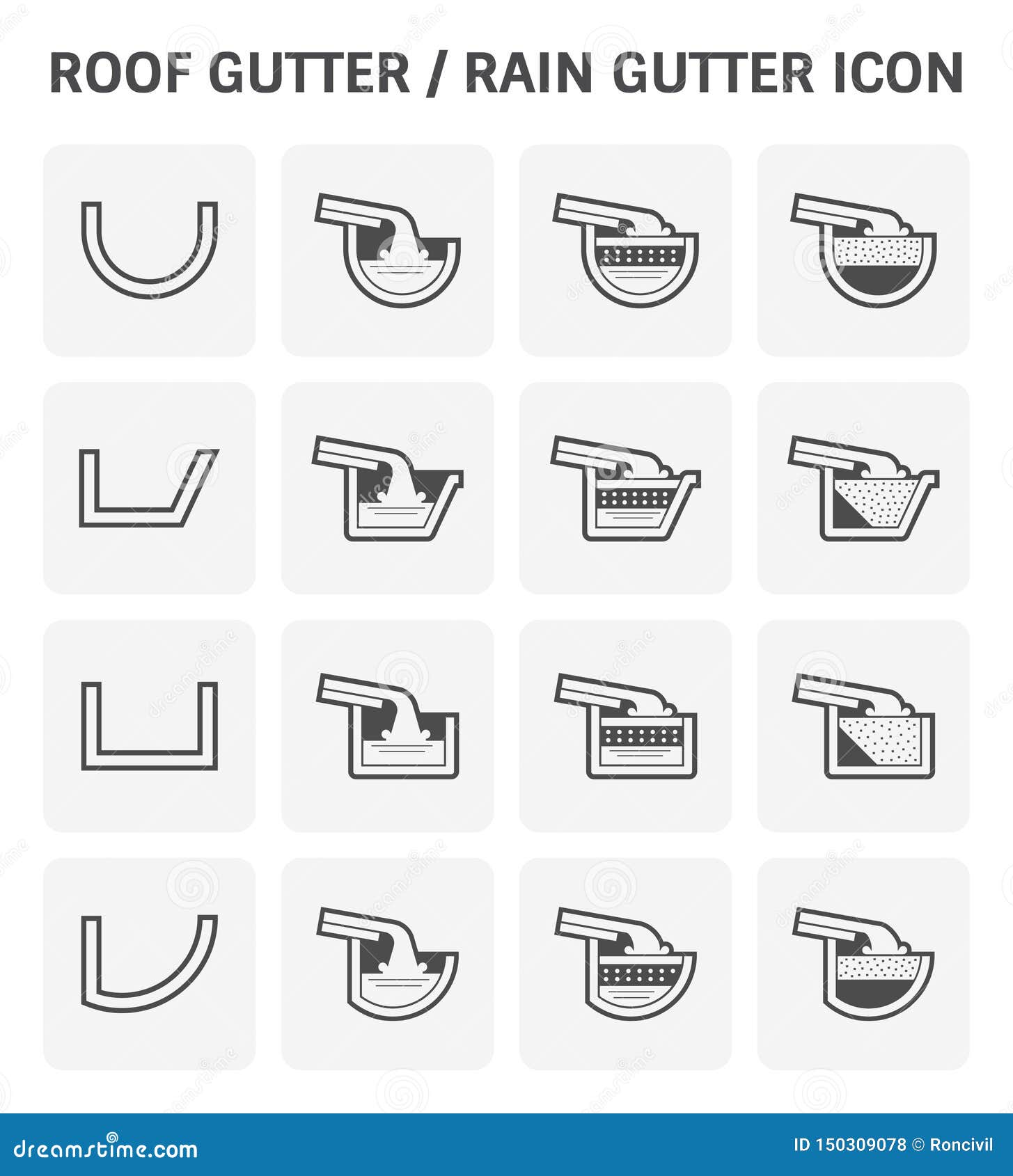 Roof gutter icon stock vector. Illustration of pipeline - 150309078