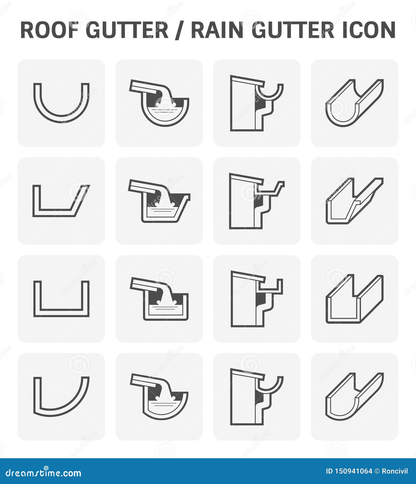 Roof gutter icon stock vector. Illustration of flow - 150941064