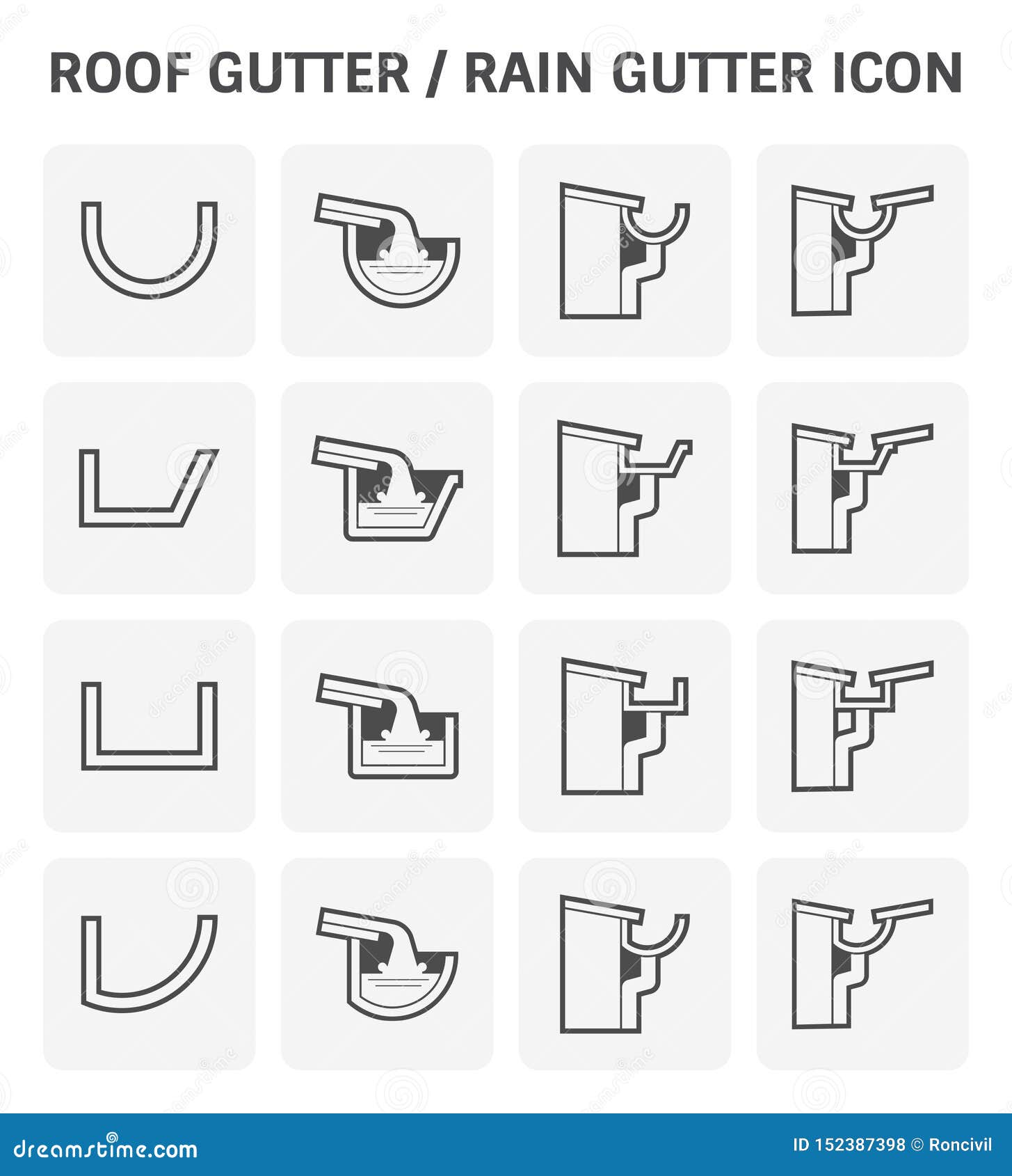 Roof gutter icon stock vector. Illustration of flow - 152387398