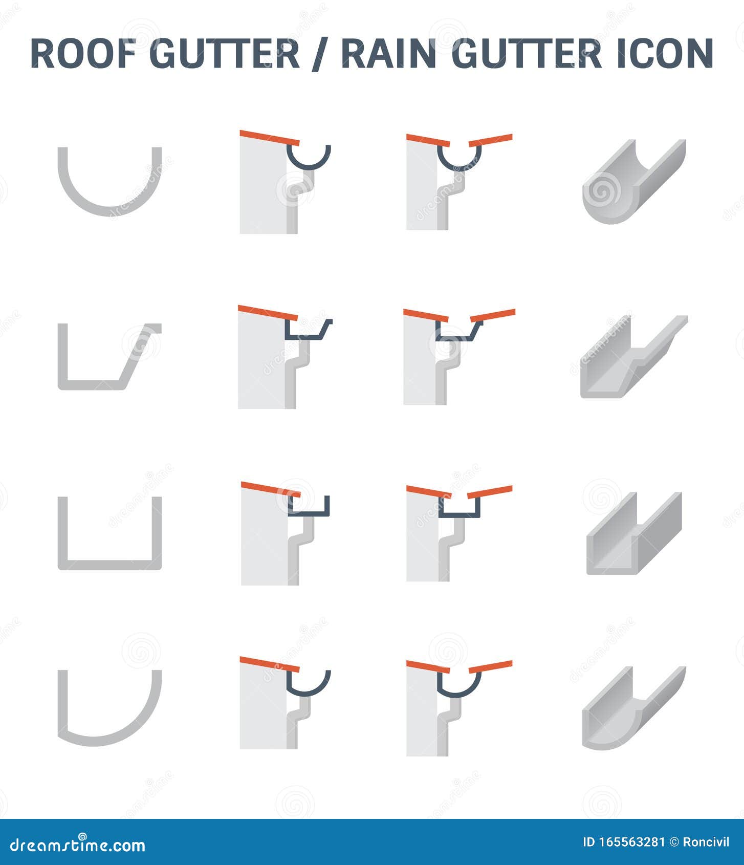 Roof gutter icon stock vector. Illustration of plastic - 165563281