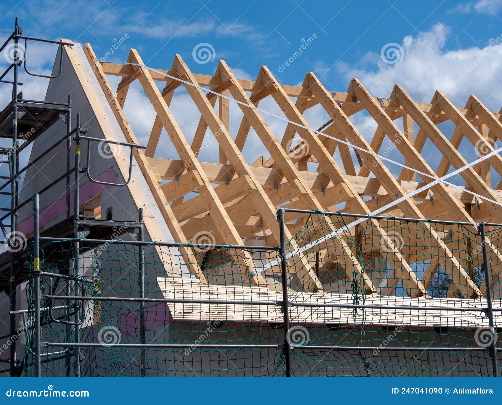 The Roof of a House is Being Rebuilt Stock Photo - Image of truss ...