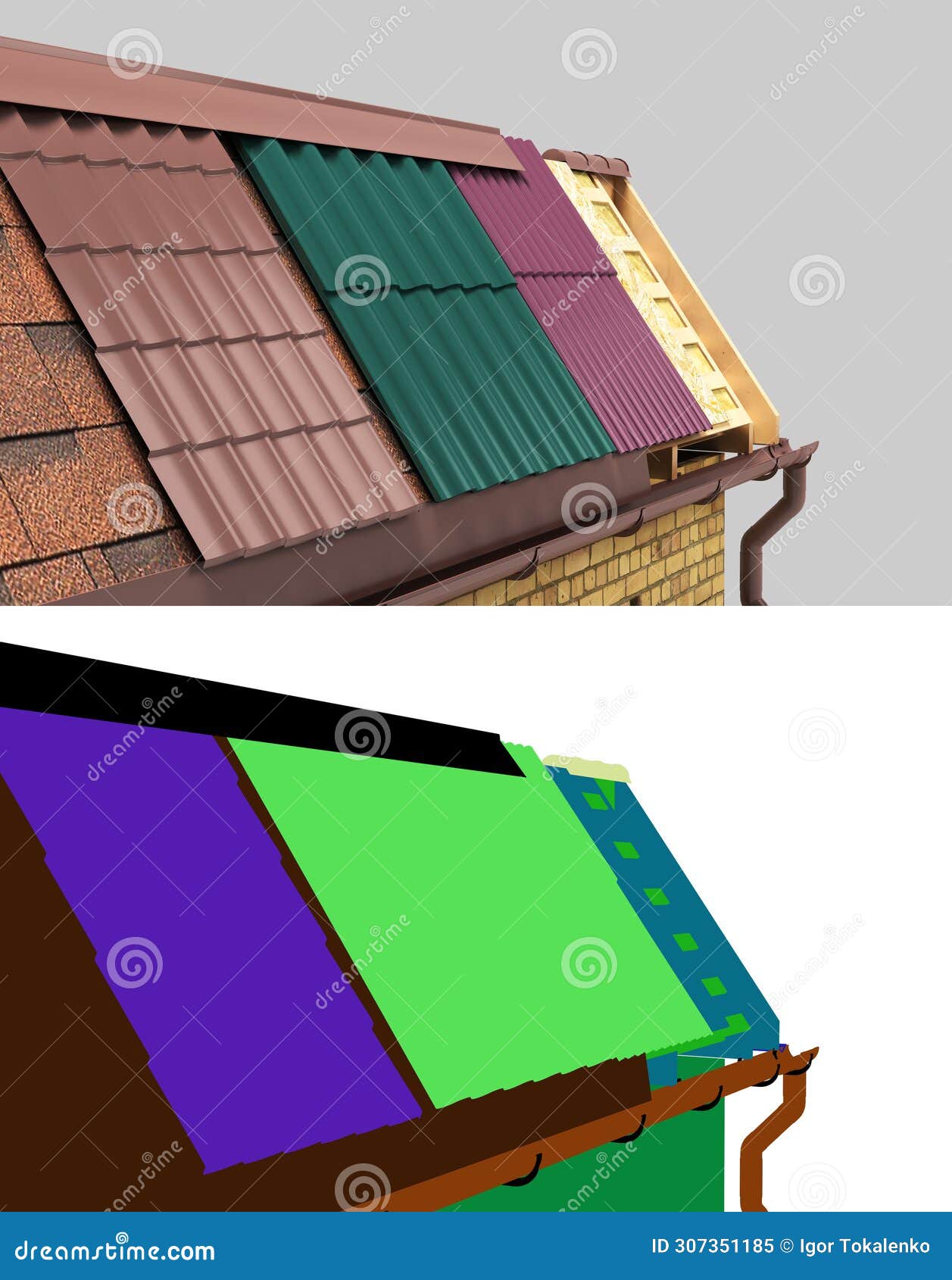 The Roof of the House Concept Different Types of Roofing on a Wooden ...