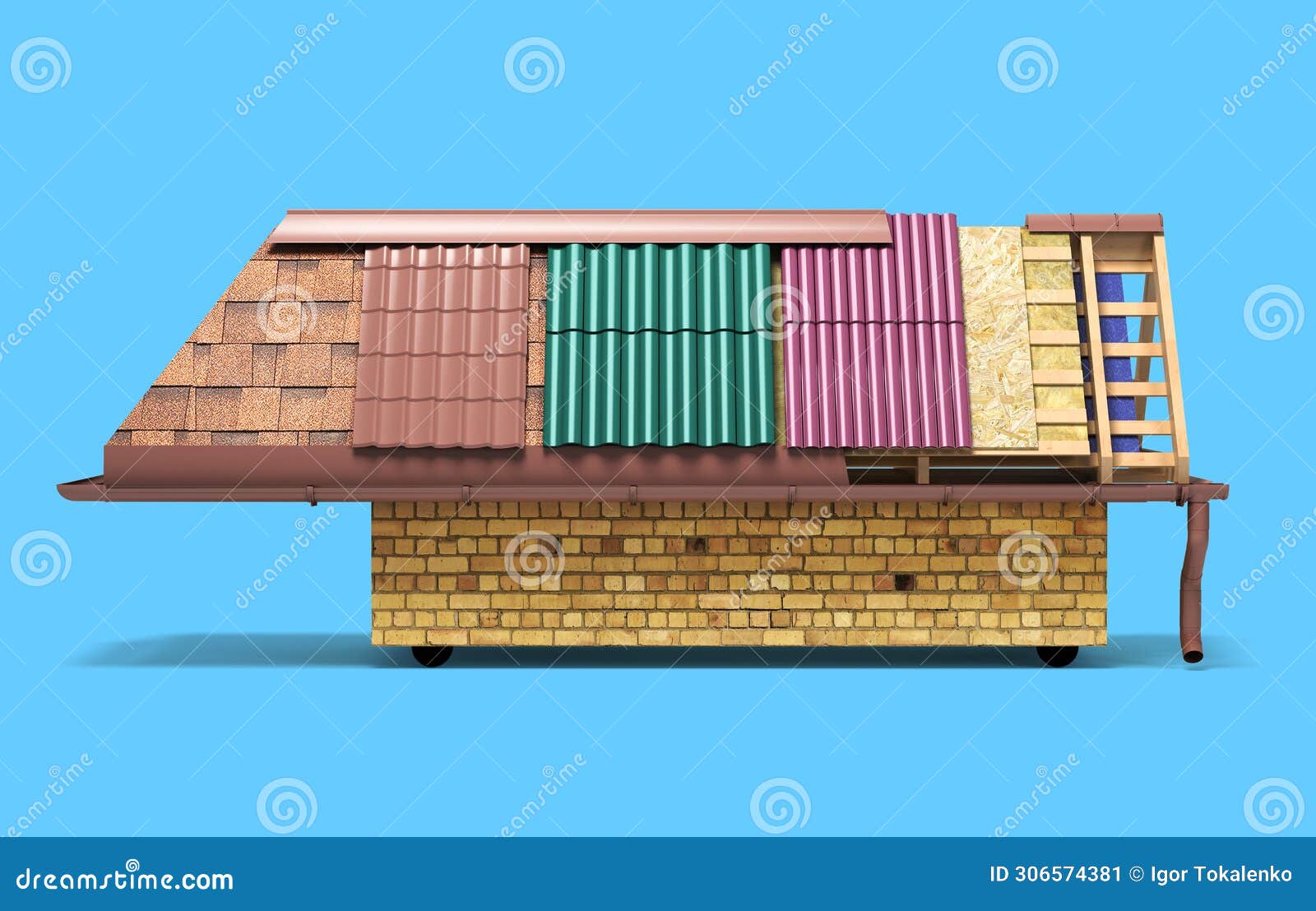 The Roof of the House Concept Different Types of Roofing on a Wooden ...