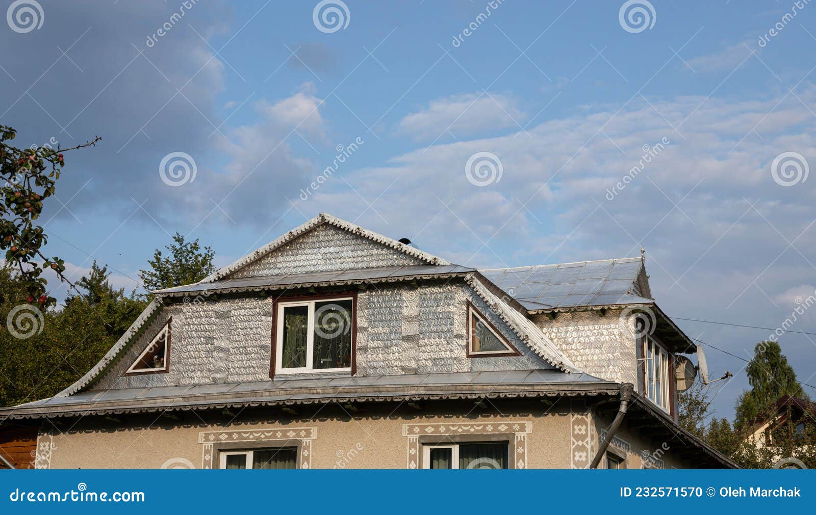The Roof of the House is Covered with a Tin with Patterns Stock Photo ...