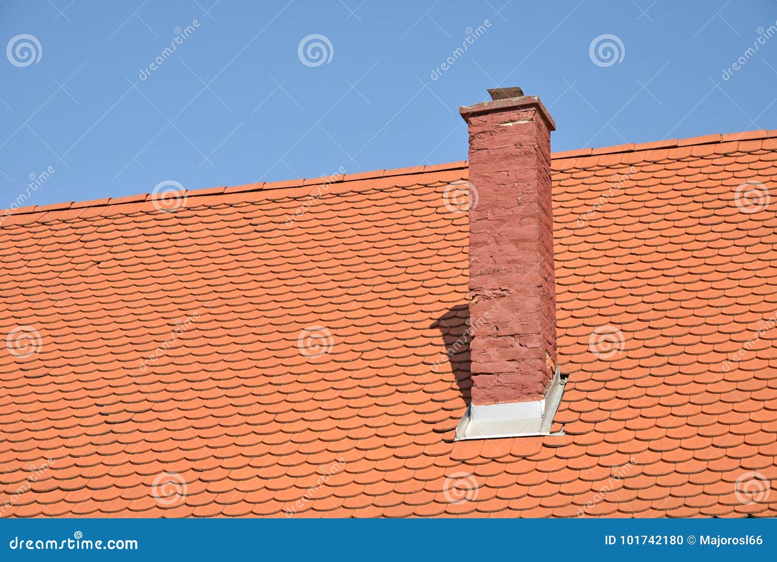 Roof of a House with Smoke Stack Stock Photo - Image of brick, tile ...
