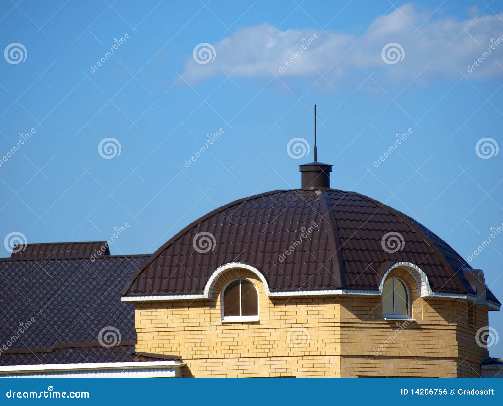 Roof of the House with a Tower Stock Photo - Image of brick, tower ...