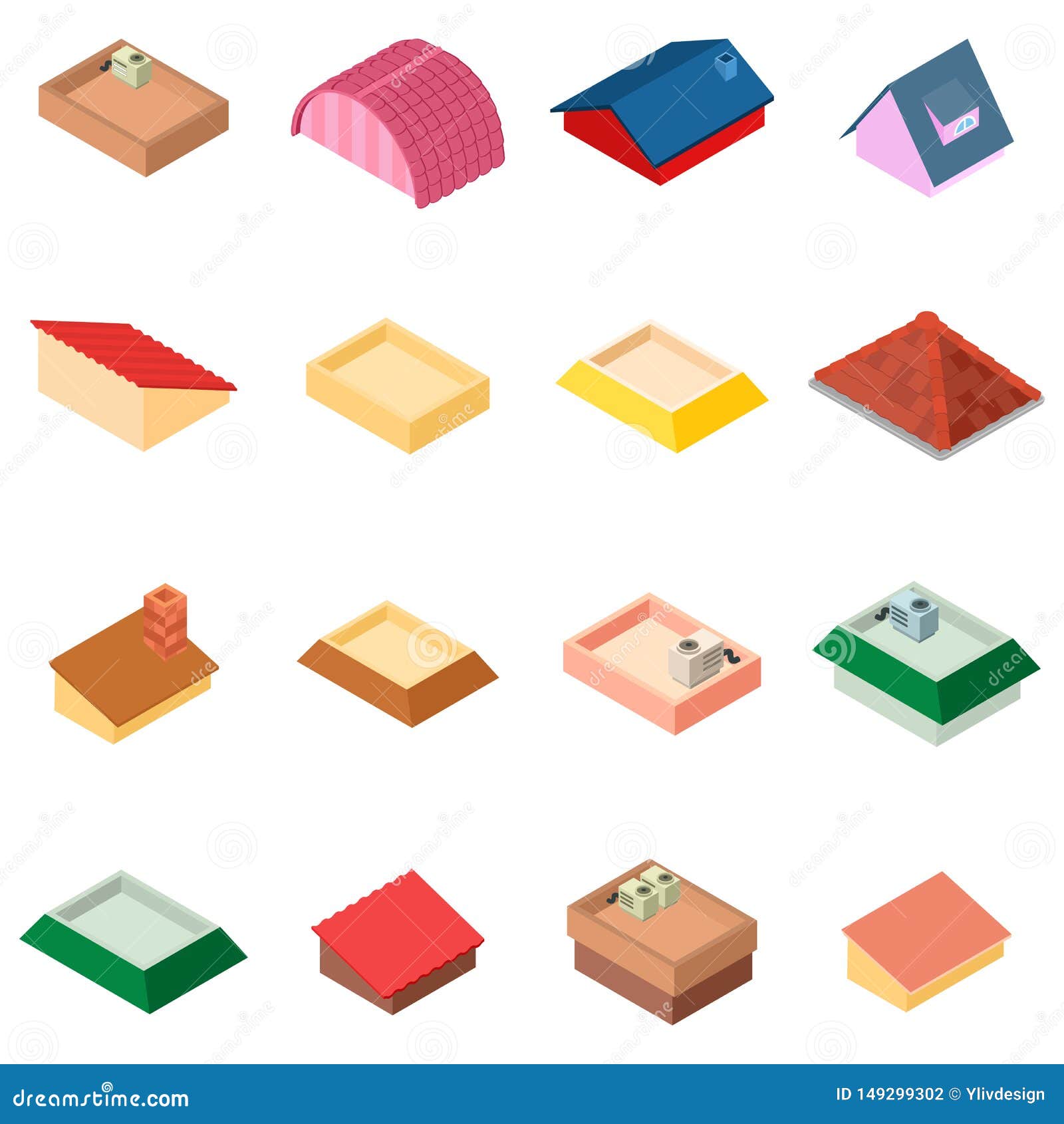 Roof Icons Set, Isometric Style Stock Vector - Illustration of ...