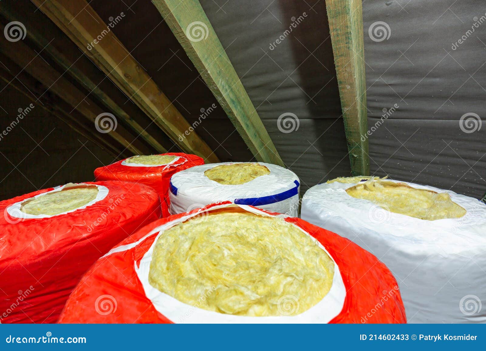 Roof Insulation with Mineral Wool in the Attic of the House Stock Image ...