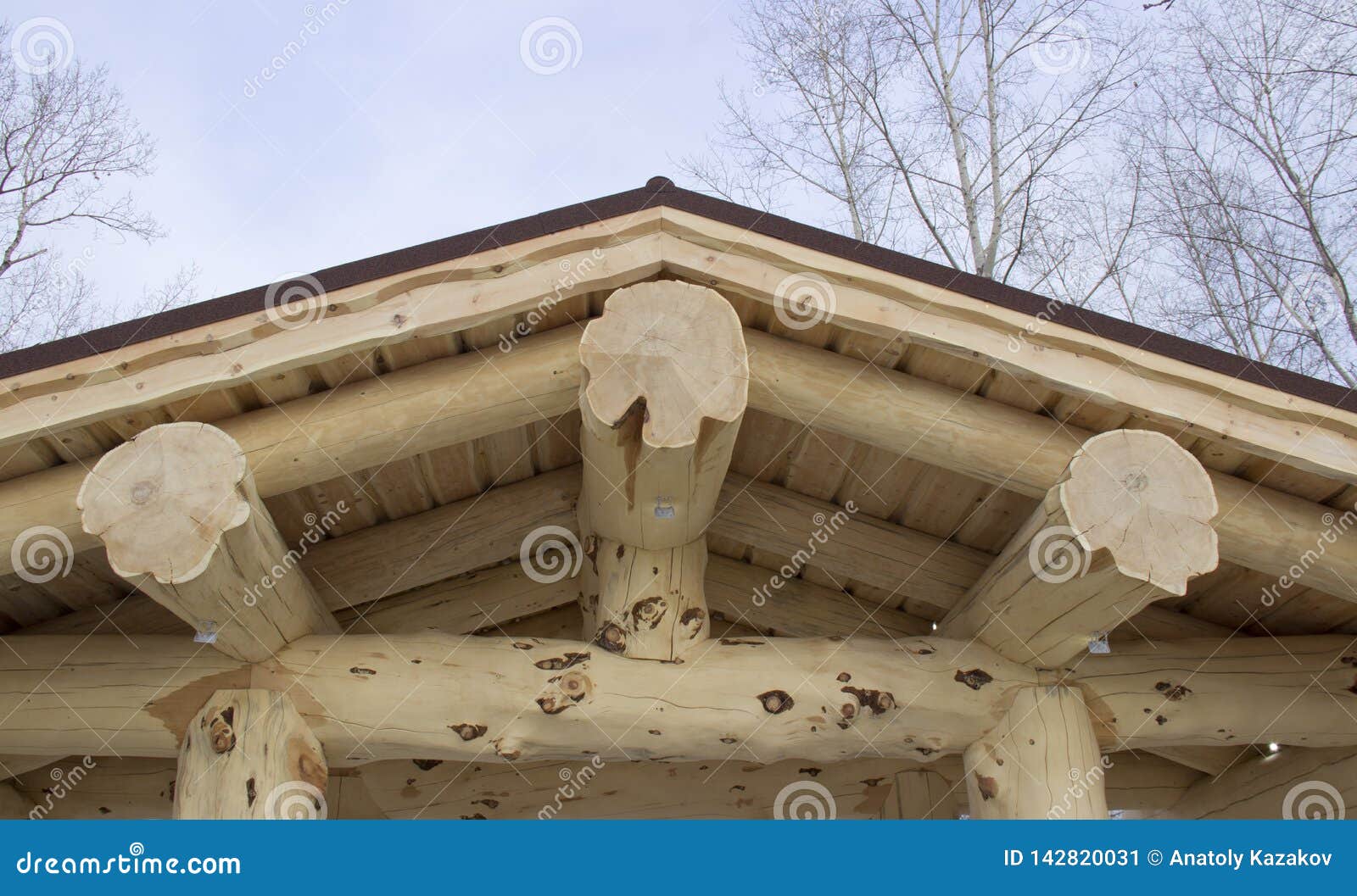 Roof of logs stock image. Image of builds, nature, cabin - 142820031