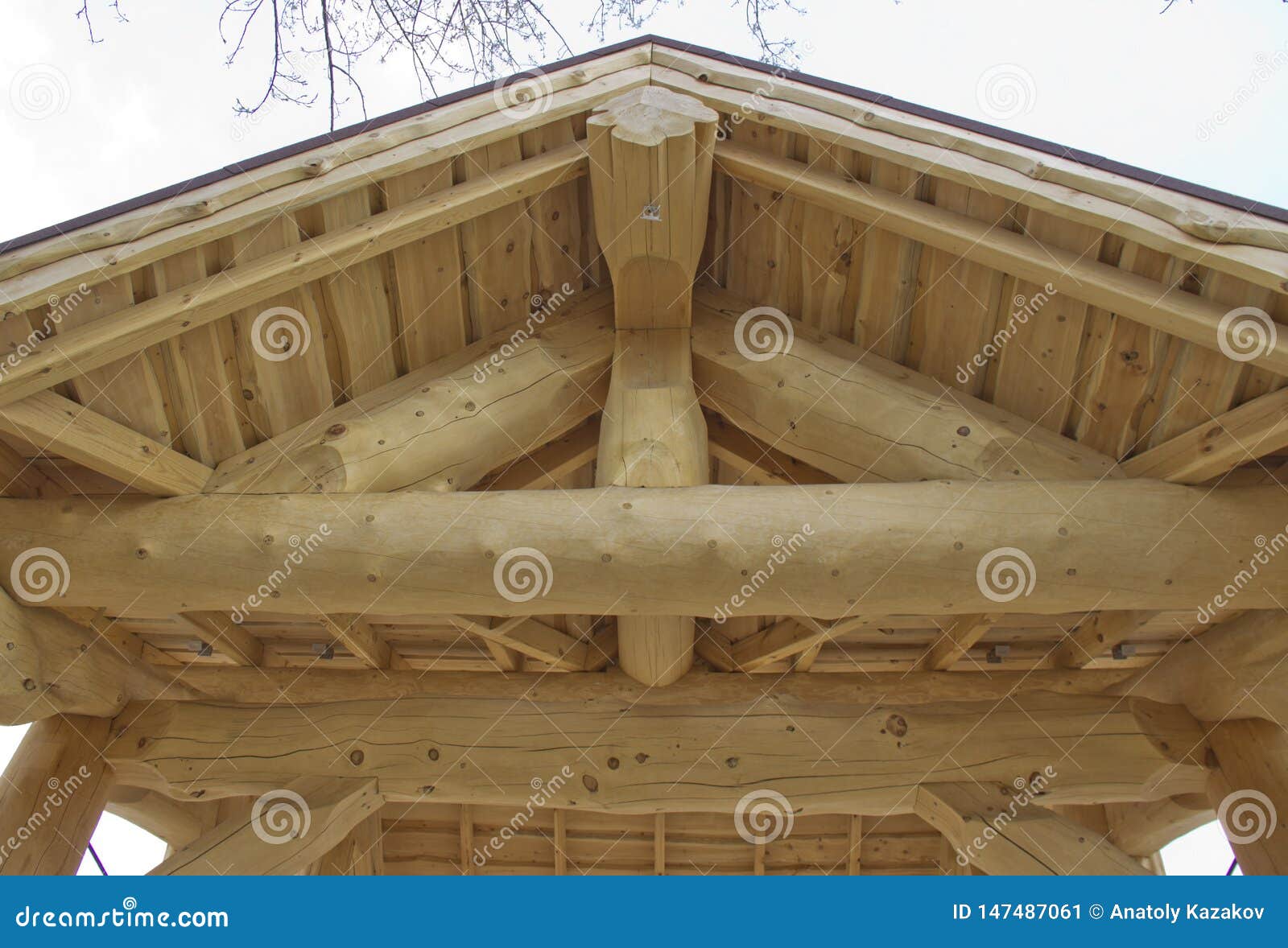 The roof of logs stock image. Image of frame, aged, plank - 147487061