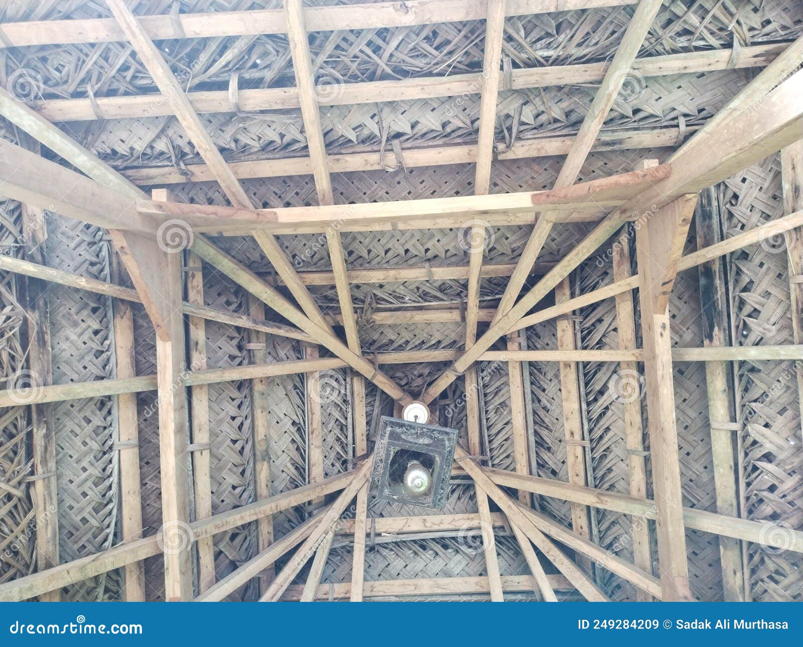 Roof made of coconut leaf stock image. Image of design - 249284209