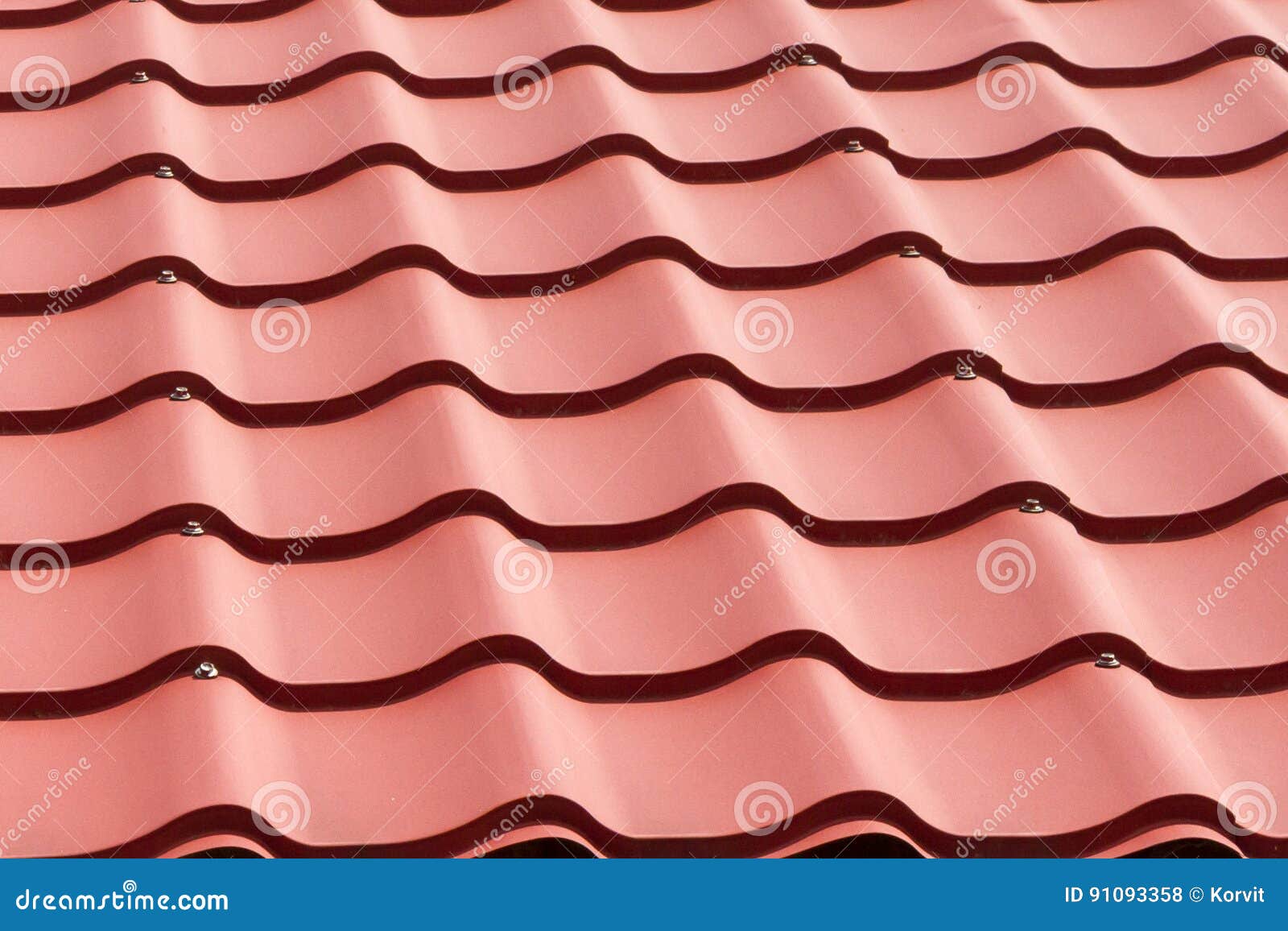 Roof made of red metal stock photo. Image of fence, house - 91093358