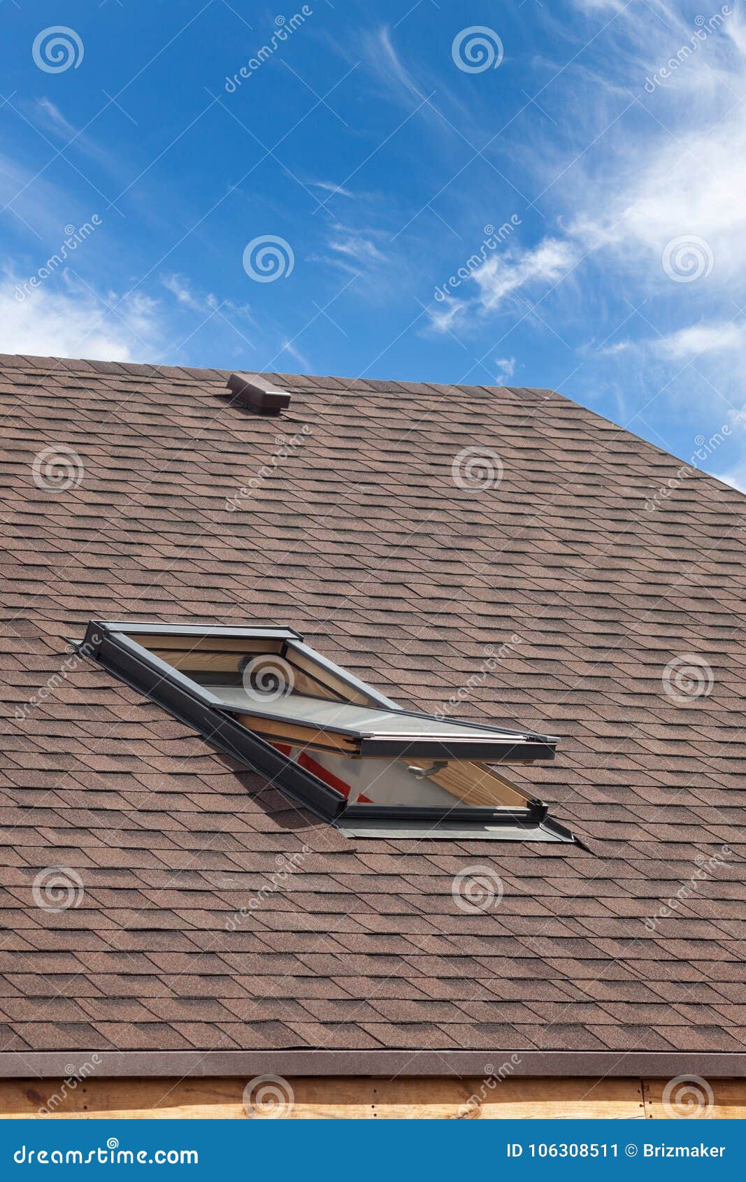 Roof with Mansard Windows and Asphalt Shingles Stock Image - Image of ...