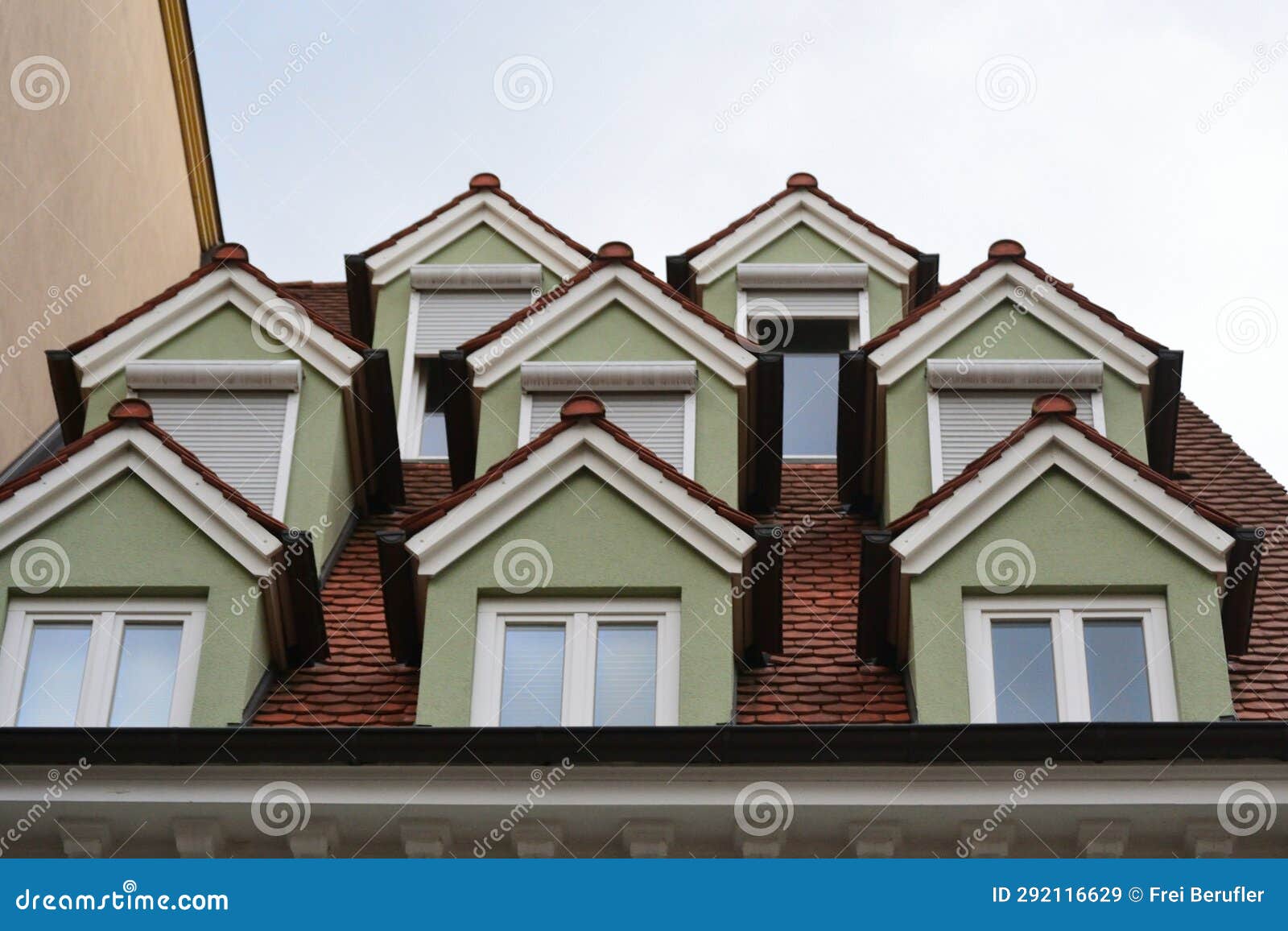 Roof with Many Windows with Double Sashes Stock Image - Image of glass ...