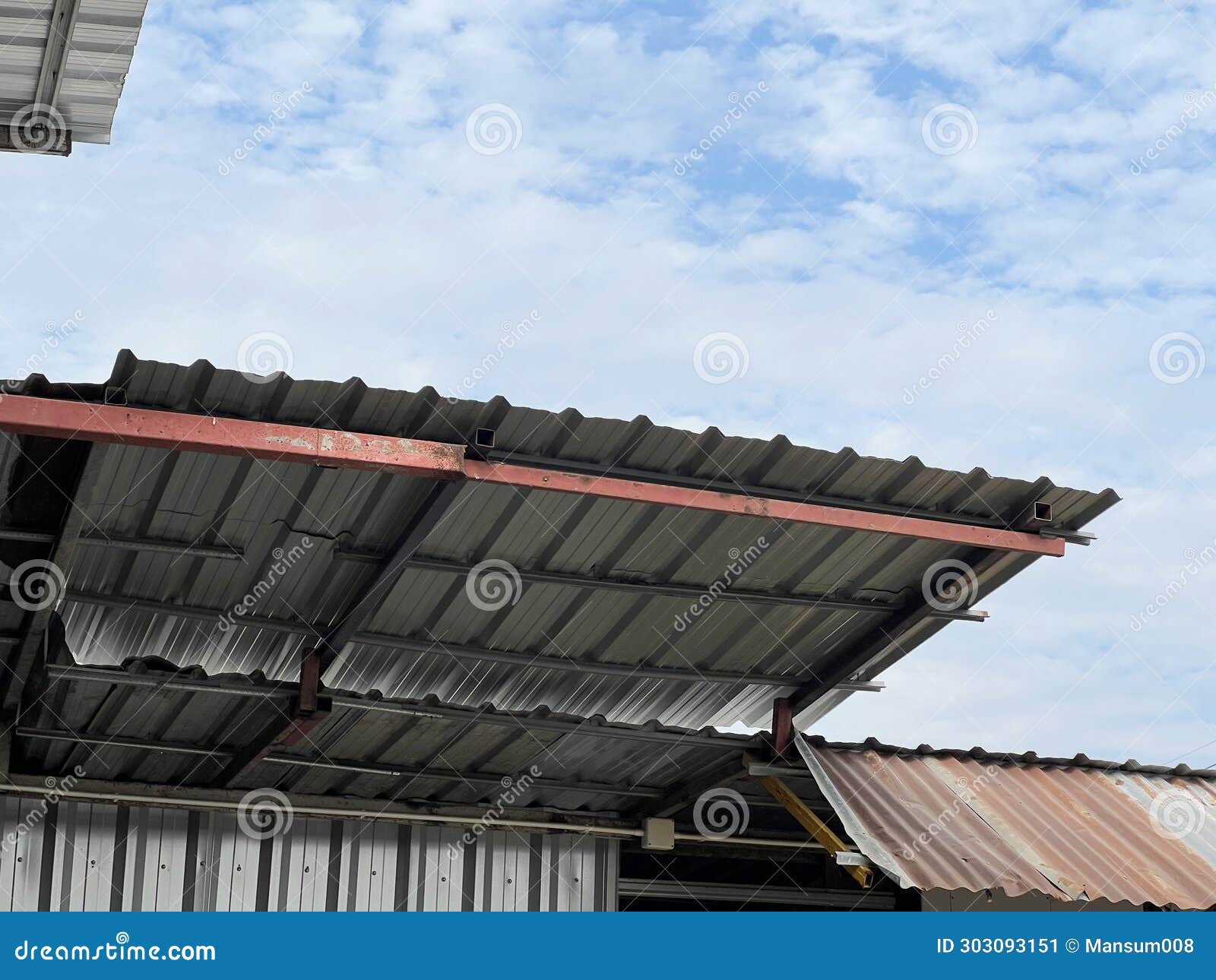 Roof with a Metal Sheet of the Metal Profile Stock Image - Image of ...