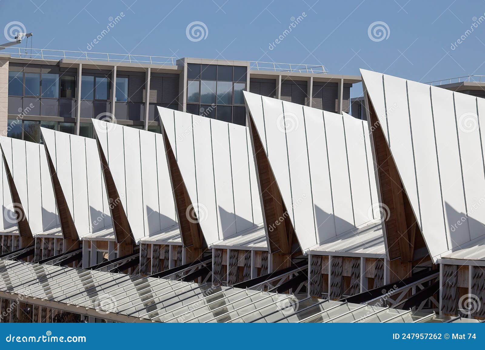 Roof of a modern building stock photo. Image of stair - 247957262